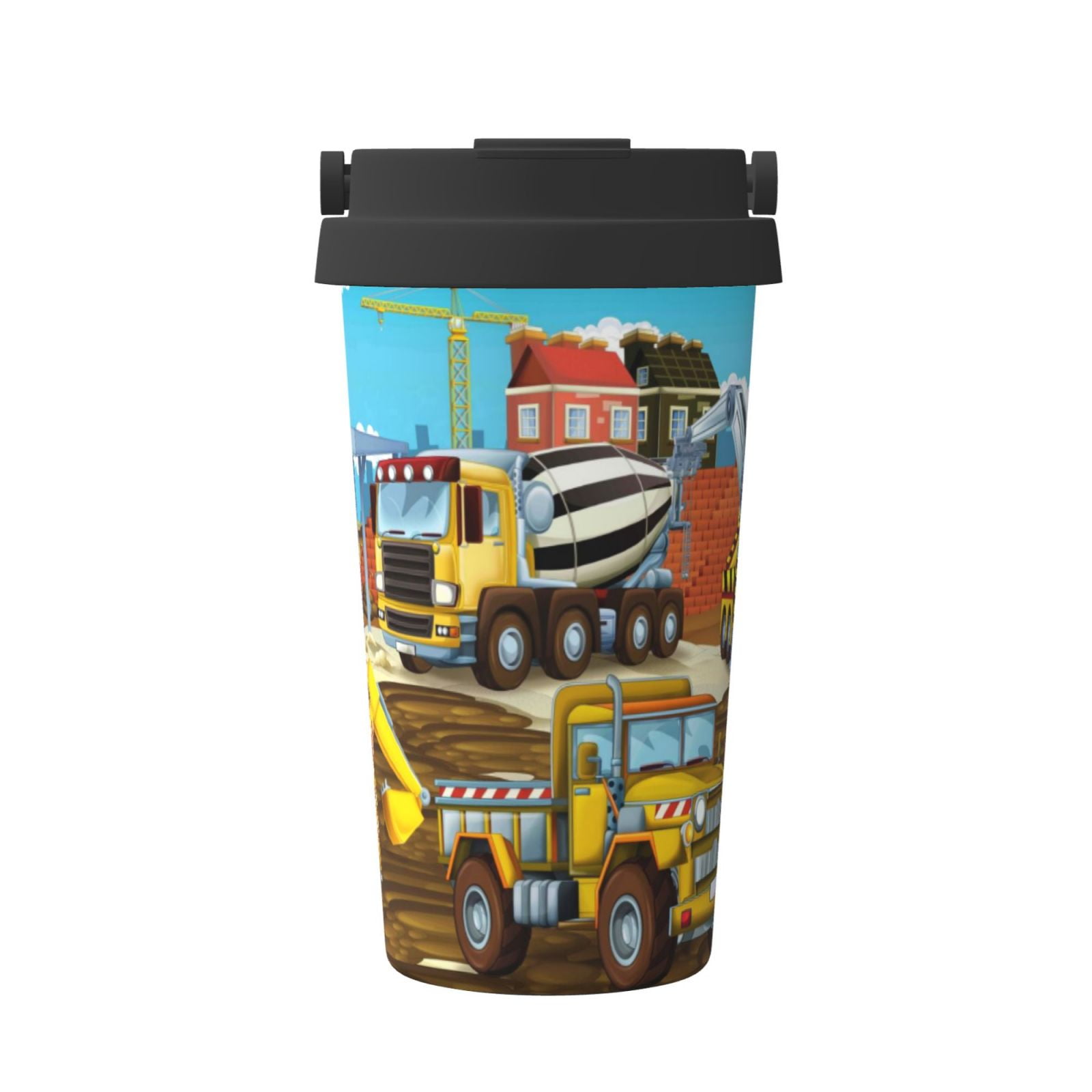 Susaid Different Construction Site Vehicles Print Coffee Travel Mug ...