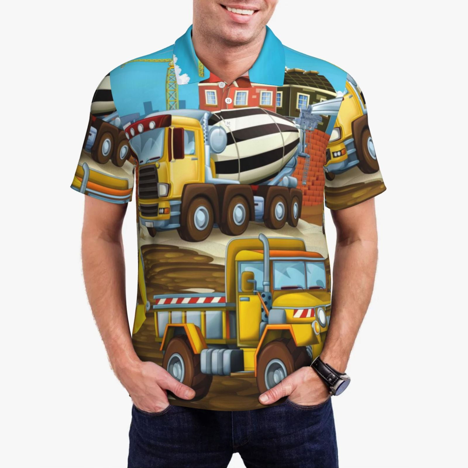 Susaid Different Construction Site Vehicles Print Men's Short Sleeve ...