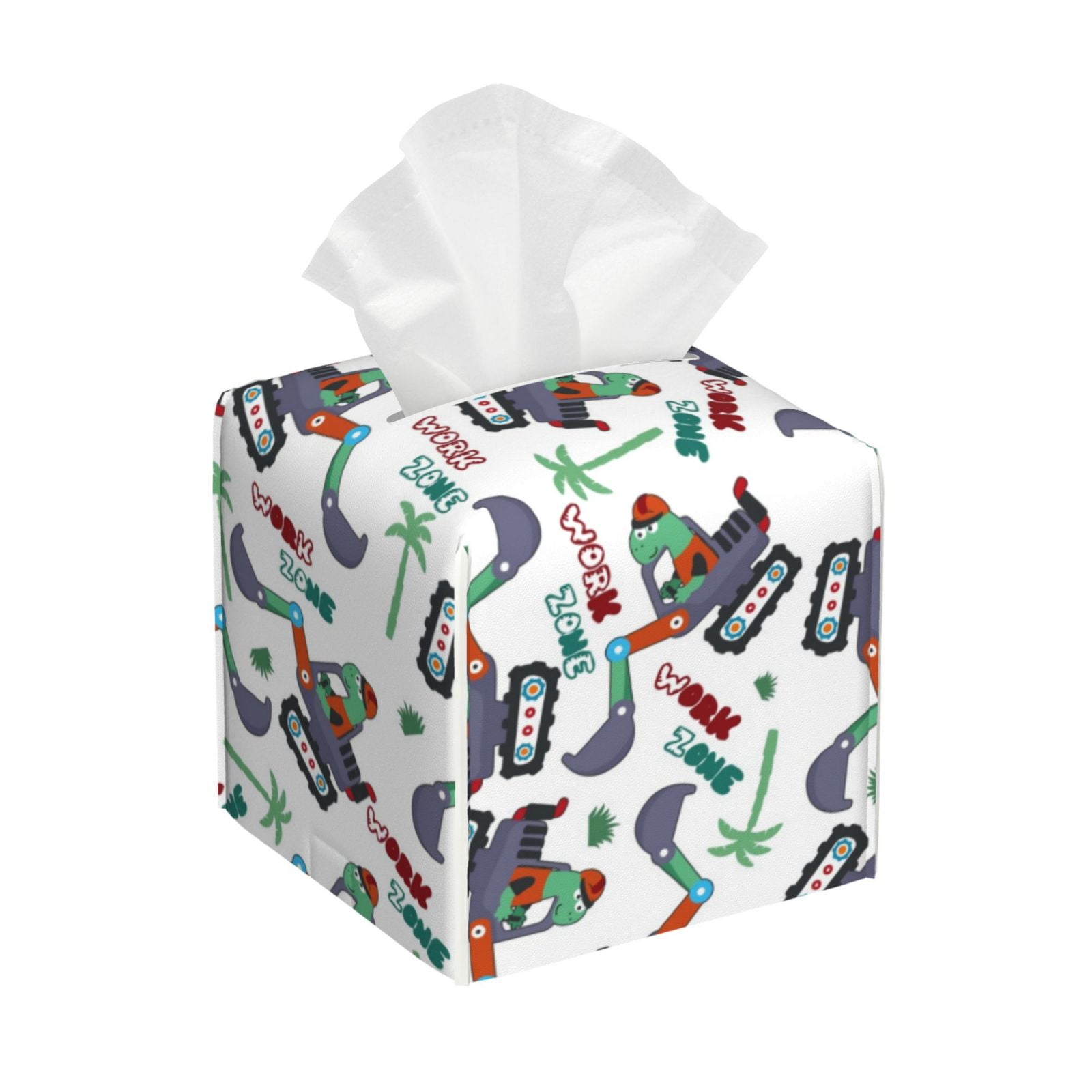 Susaid Dinosaur on Excavator2 Print PU Leather Tissue Box Cover, Square ...