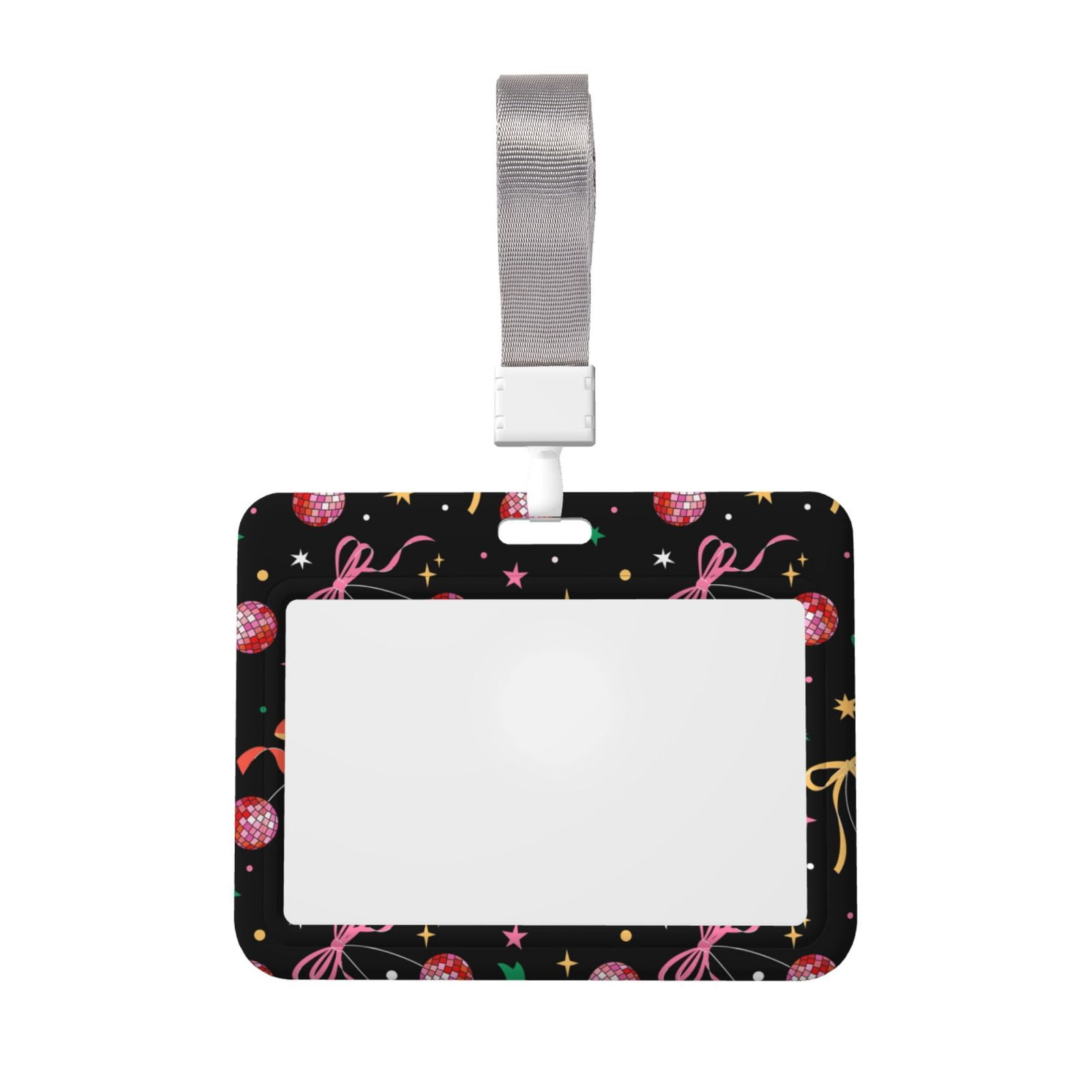 Susaid Disco Mirror Ball Print ID Badge Holder with Double-Sided ...