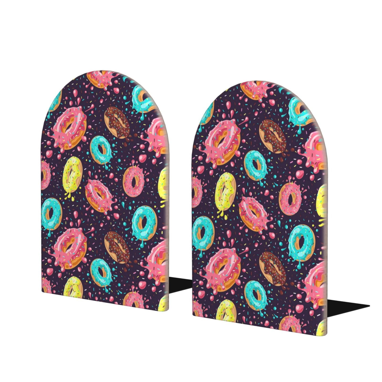 Susaid Donuts1 Print Wooden Bookends Decorative Book Ends for Shelves ...