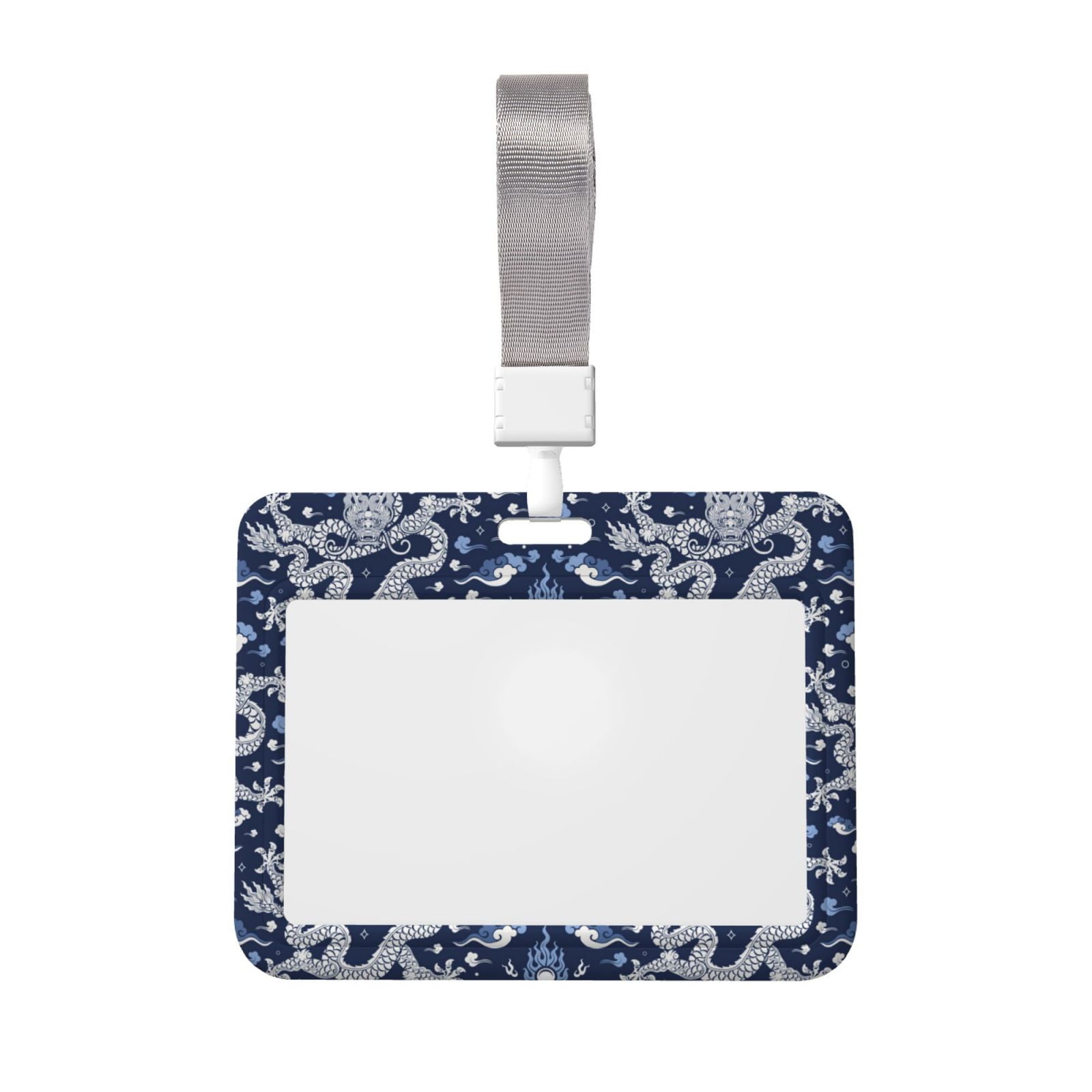 Susaid Dragon Print ID Badge Holder with Double-Sided Windows ...