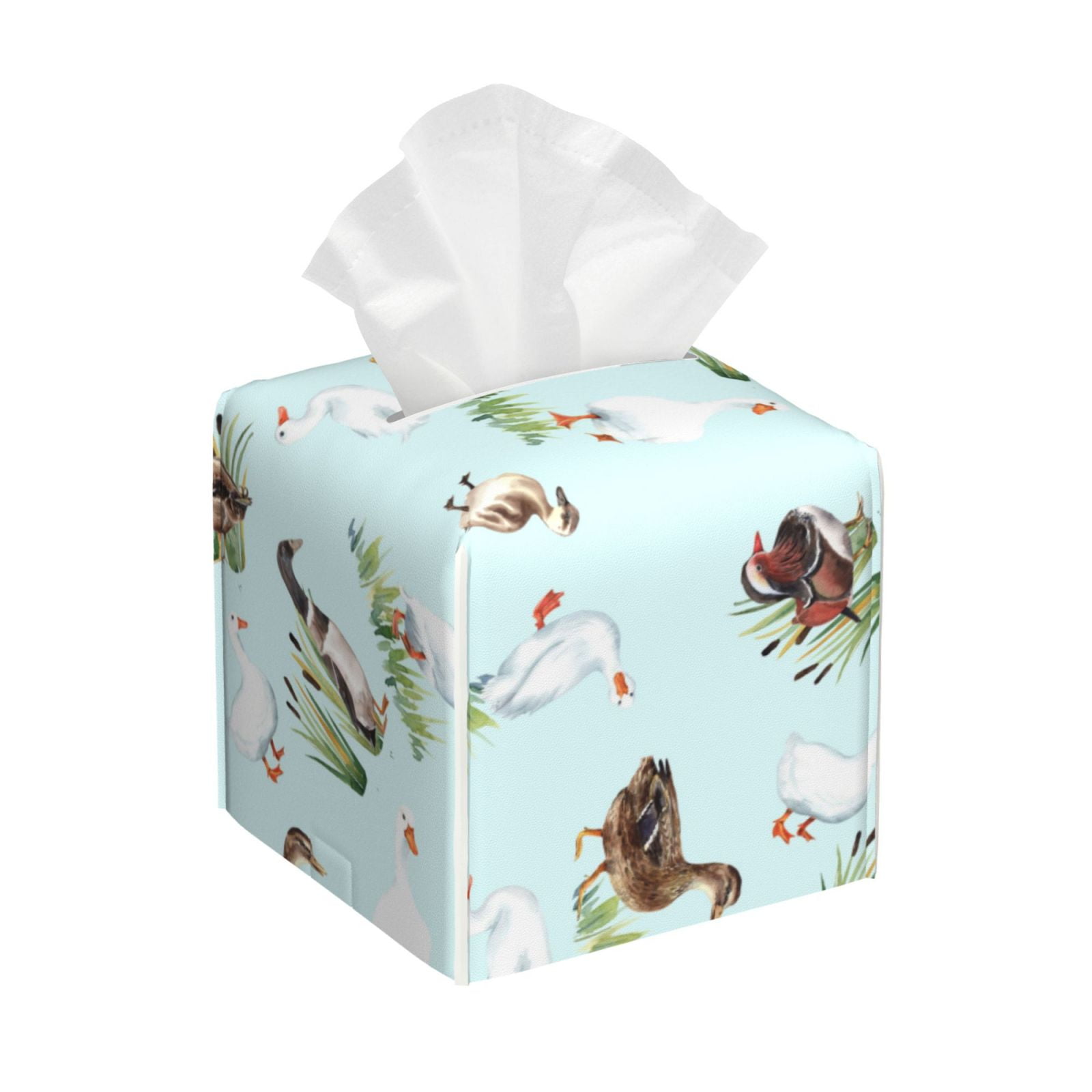 Susaid Duck Animals Farm Print PU Leather Tissue Box Cover, Square ...