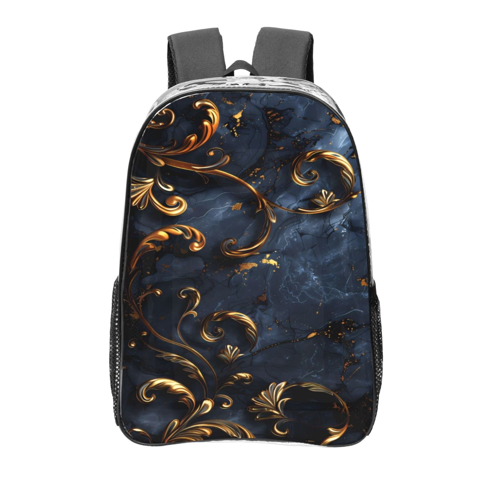 Susaid Elegant Gold Scrollwork Print Clear Backpack See Through ...