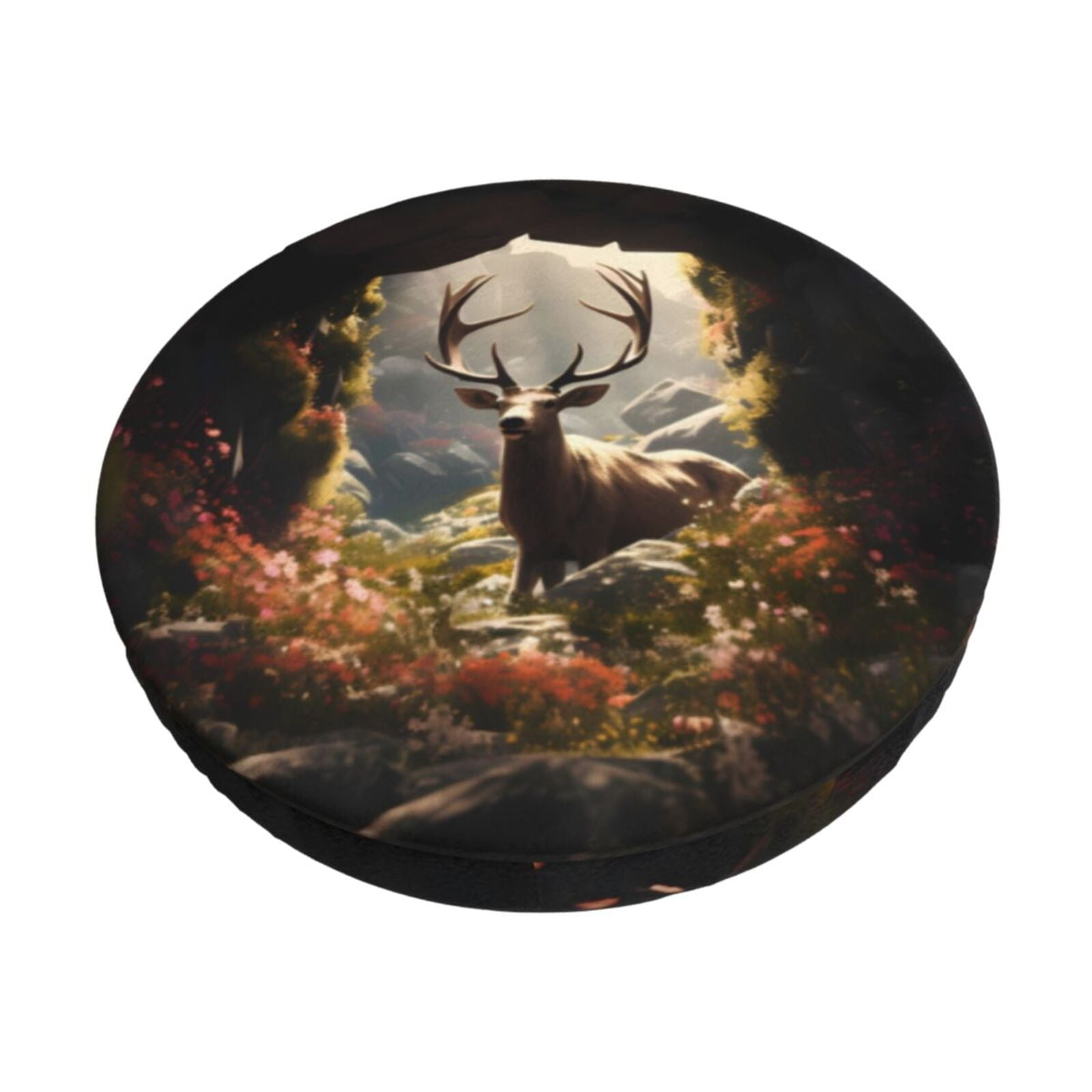 Susaid Enchanted Deer In Cave Print Elastic Bar Stool Cover ...