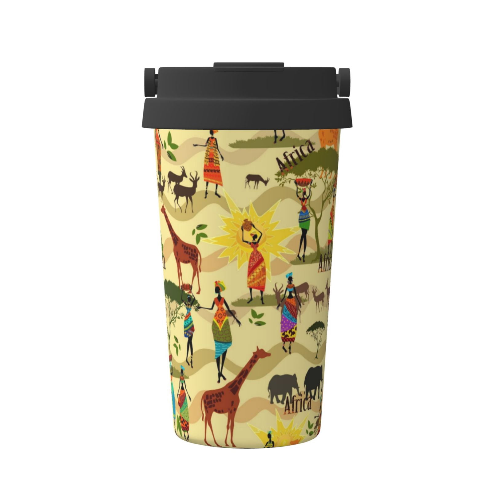 Susaid Ethnic African Print Coffee Travel Mug, Insulated Coffee Mug ...
