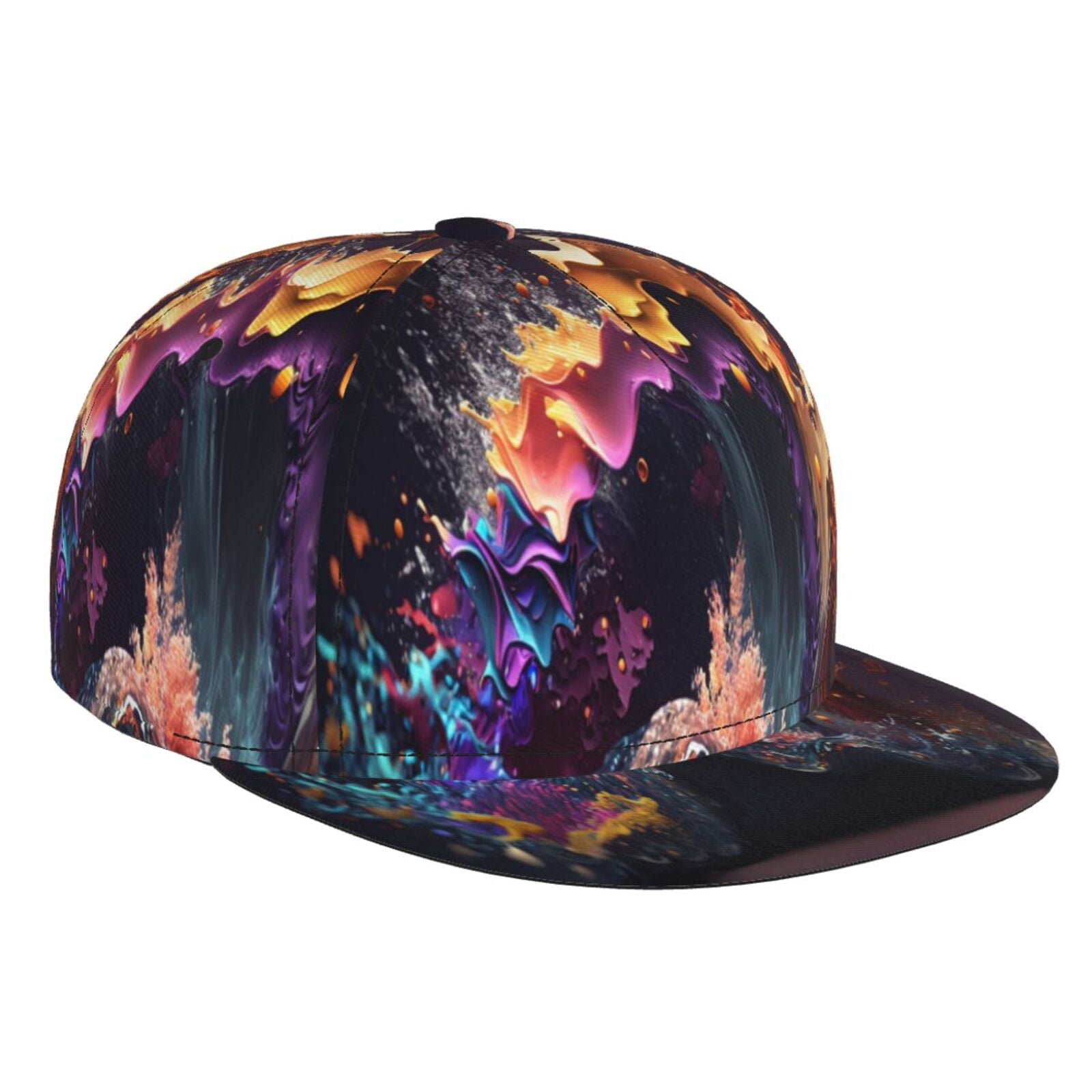 Susaid Explosive Fluid Splash Art Print Baseball Cap Hip Hop Style Flat ...