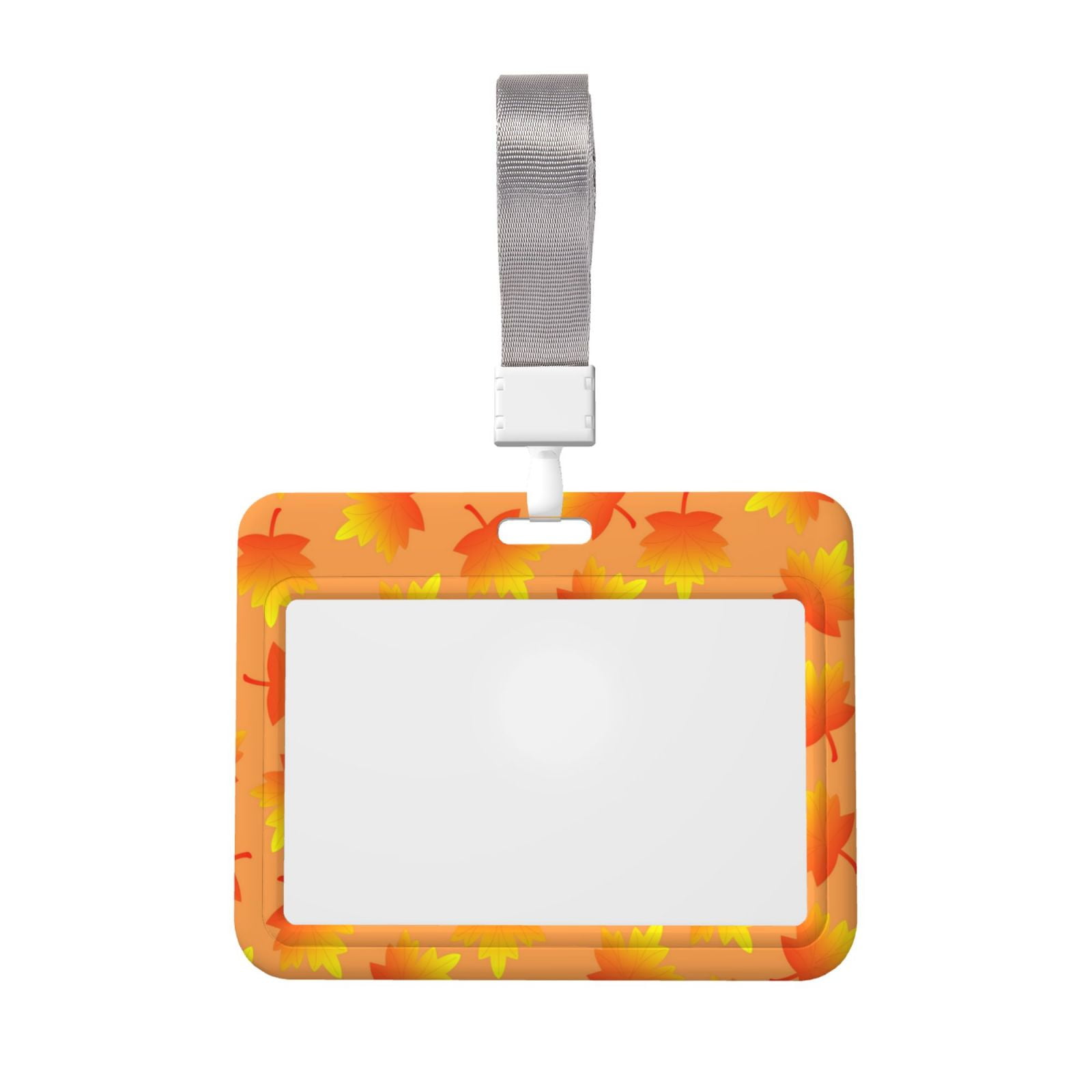 Susaid Fall Maple Leaves Print ID Badge Holder with Double-Sided ...