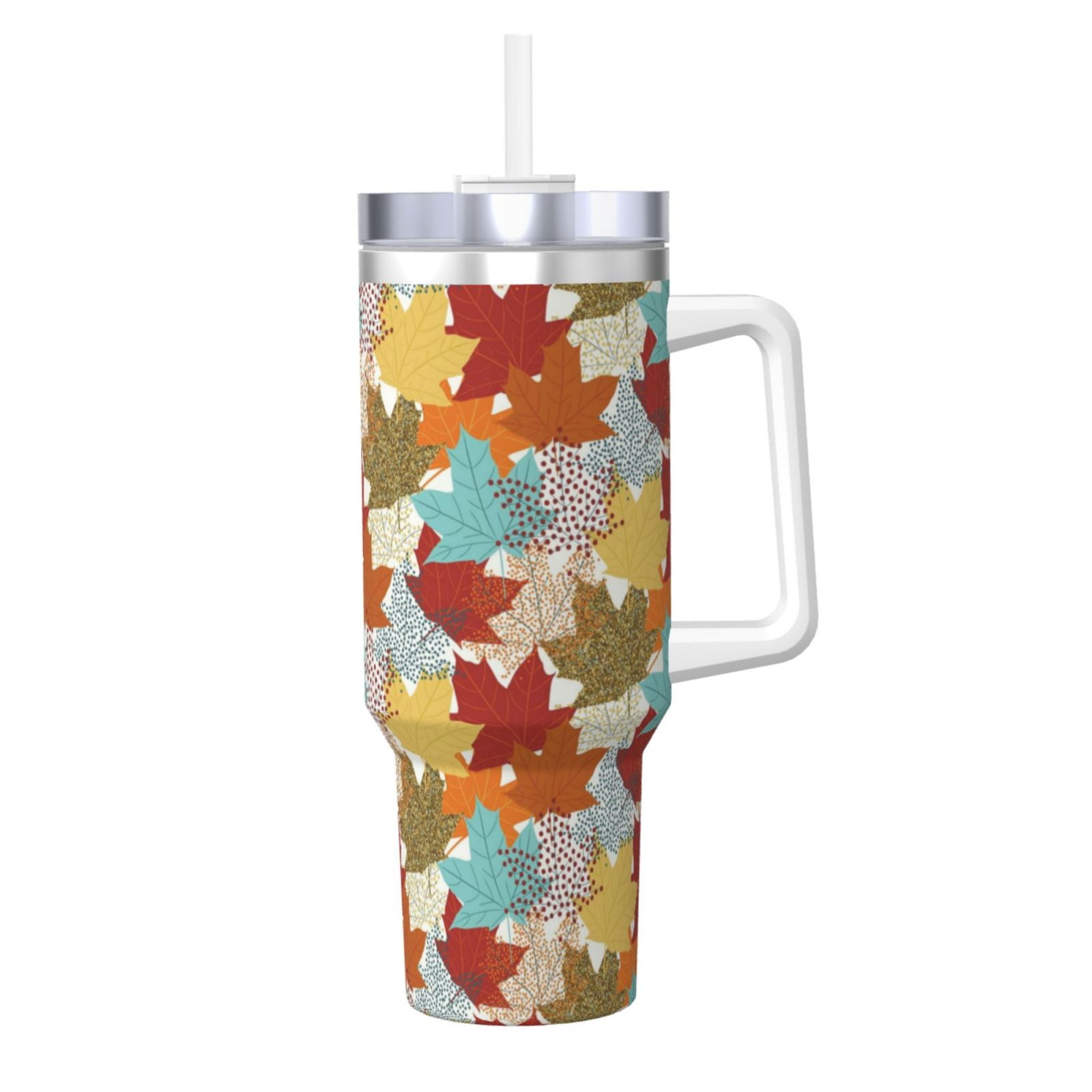 Susaid Fall Maple Leaves Print Indoor Outdoor Straw Lid 40oz Ice Bully ...