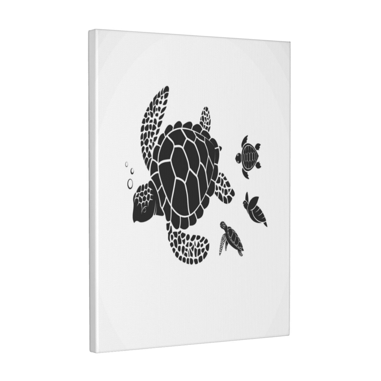 Susaid Family Of Sea Turtles Pattern Vertical Canvas Wall Decor 12x16in ...