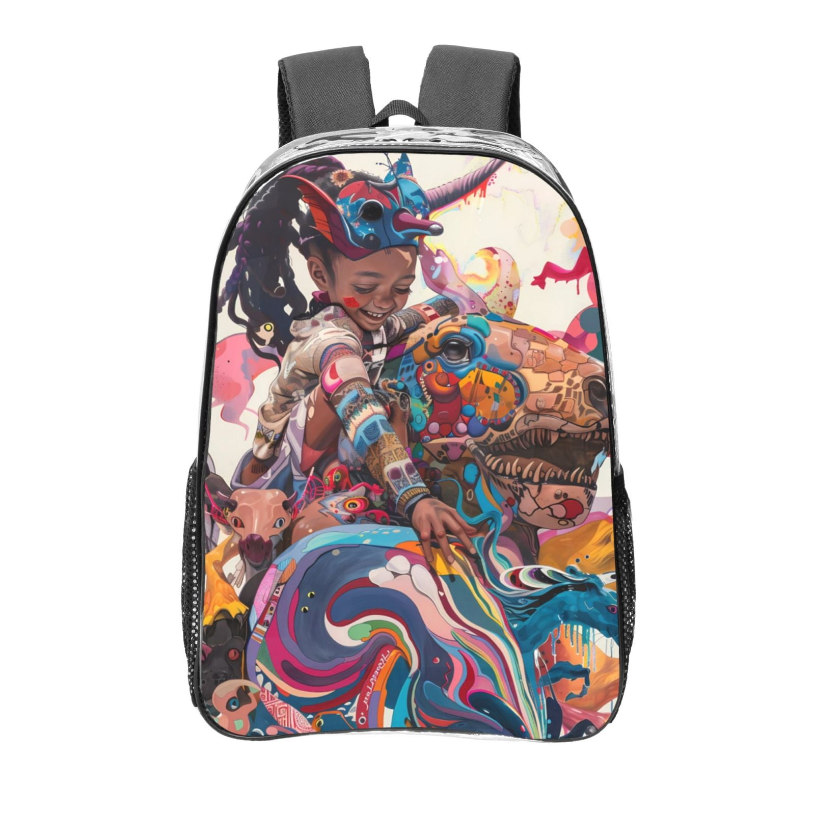 Susaid Fantasy Colorful Beast Print Clear Backpack See Through ...
