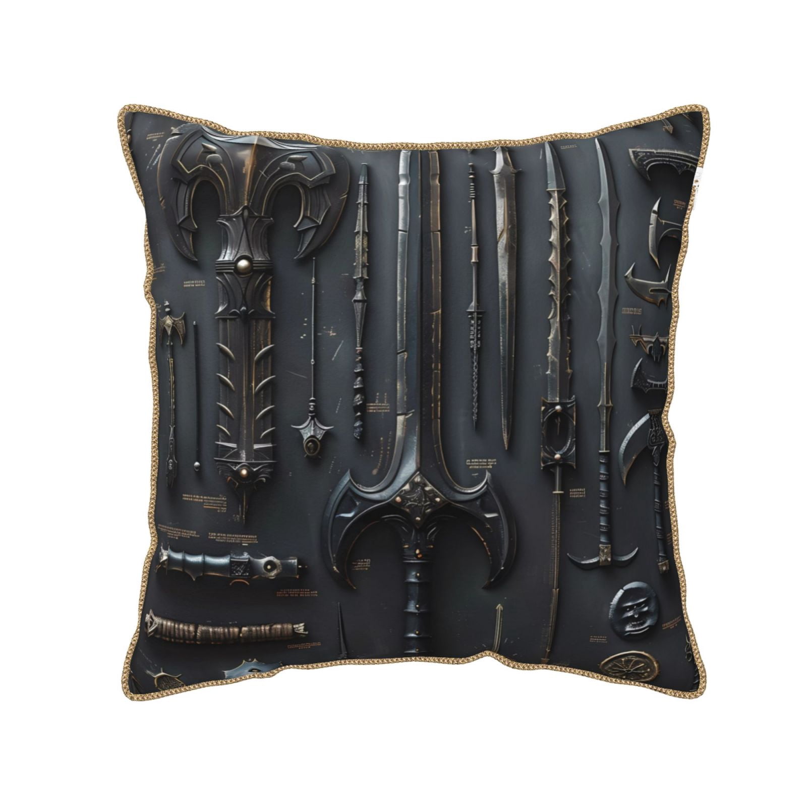 Susaid Fantasy Medieval Weaponry Print Velvet Throw Pillow Covers Home ...