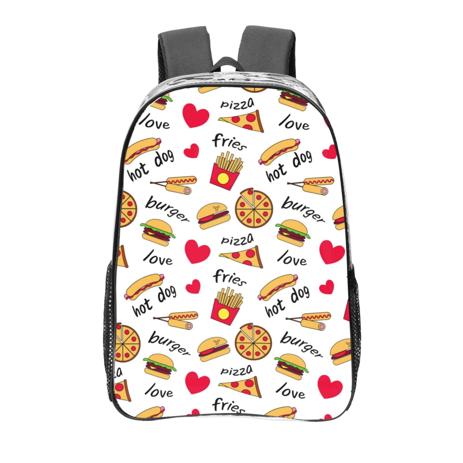 Susaid Fast Food Print Clear Backpack See Through Transparent Plastic ...