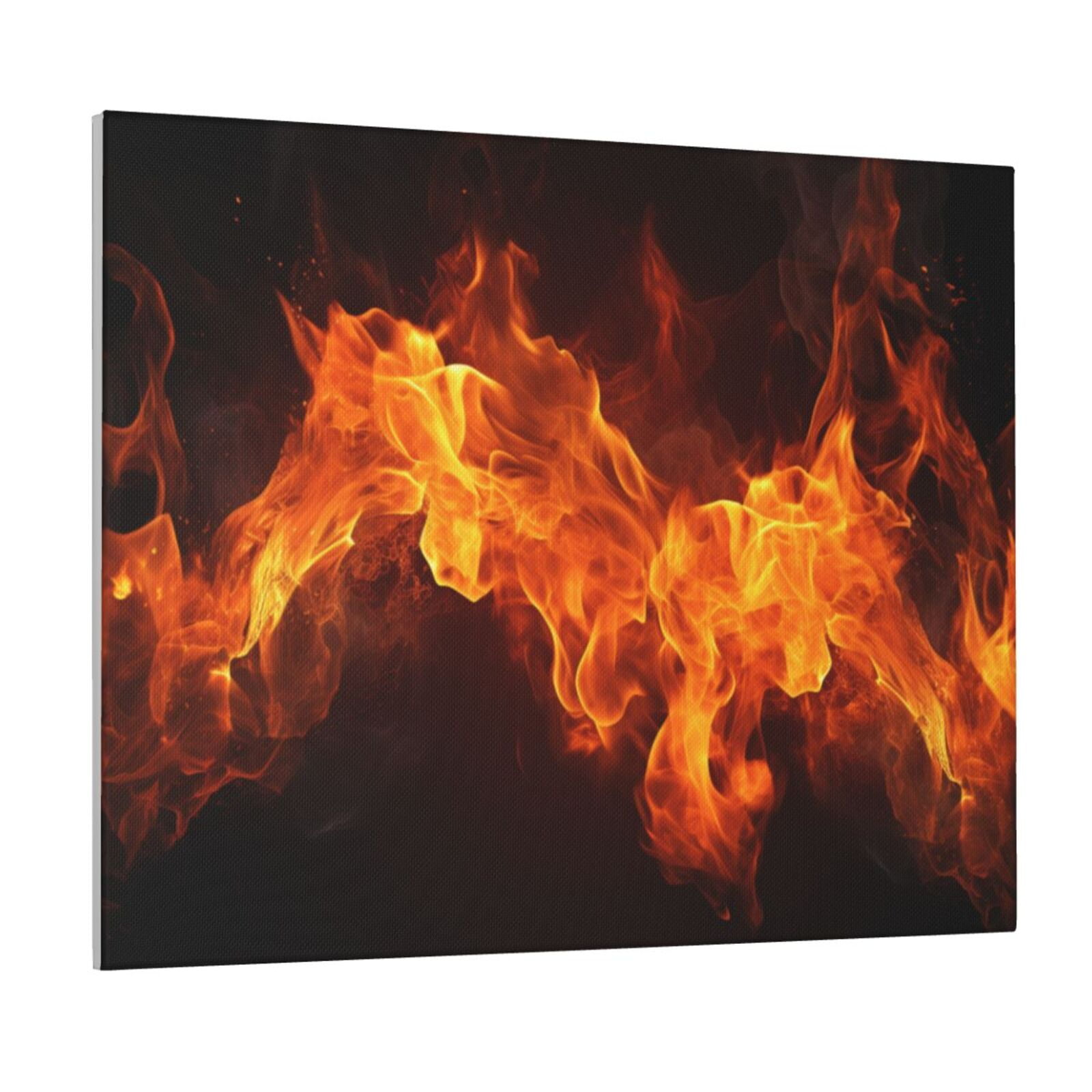 Susaid Fiery Orange Flames Energy Pattern Canvas Wall Decor Poster ...