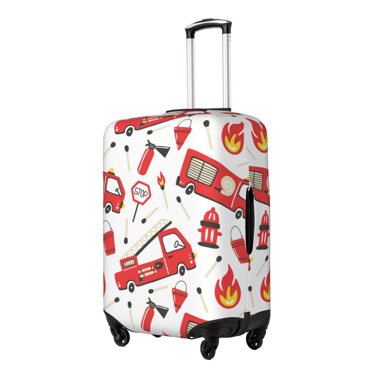 Susaid Fire Truck Print Elastic Washable Suitcase Cover with Hidden ...