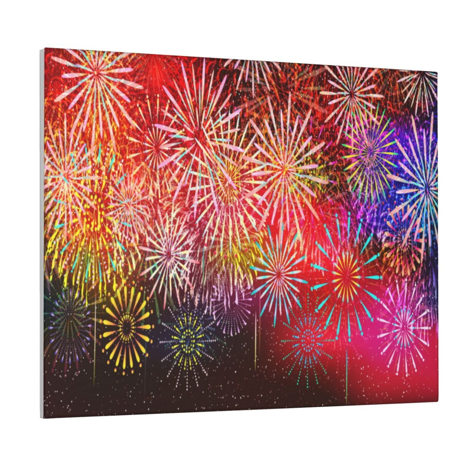 Susaid Fireworks Pattern Canvas Wall Decor Poster Framed Artwork ...