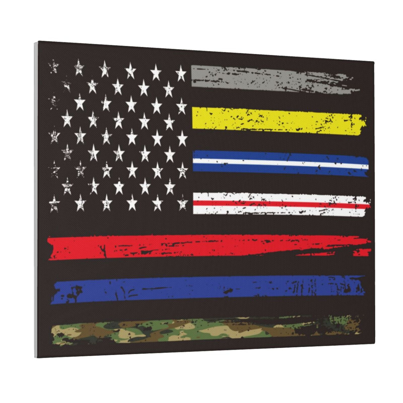 Susaid First Responder American Flag Pattern Canvas Wall Decor Poster ...