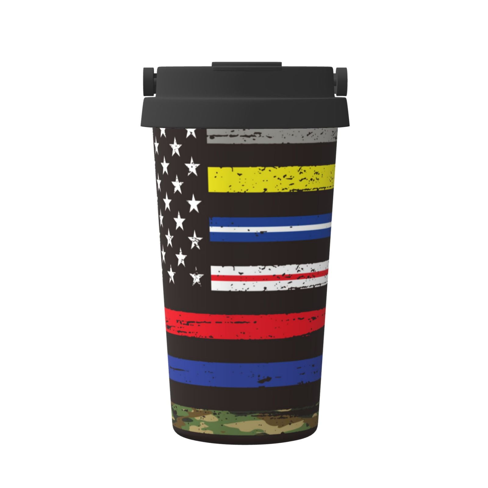 Susaid First Responder American Flag Print Coffee Travel Mug, Insulated ...