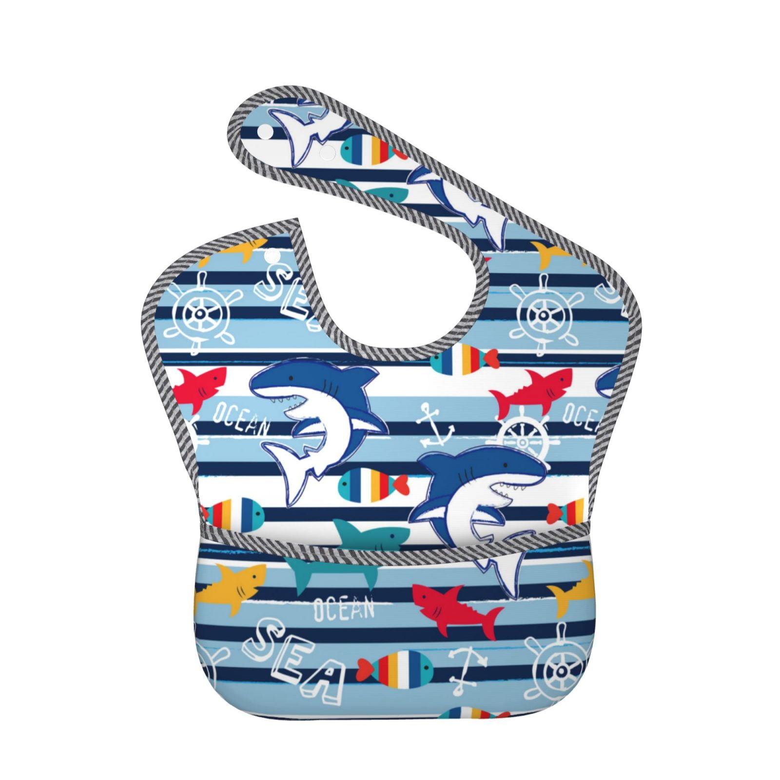 Susaid Fish And Shark Print Bibs for Babies Toddlers Adjustable ...