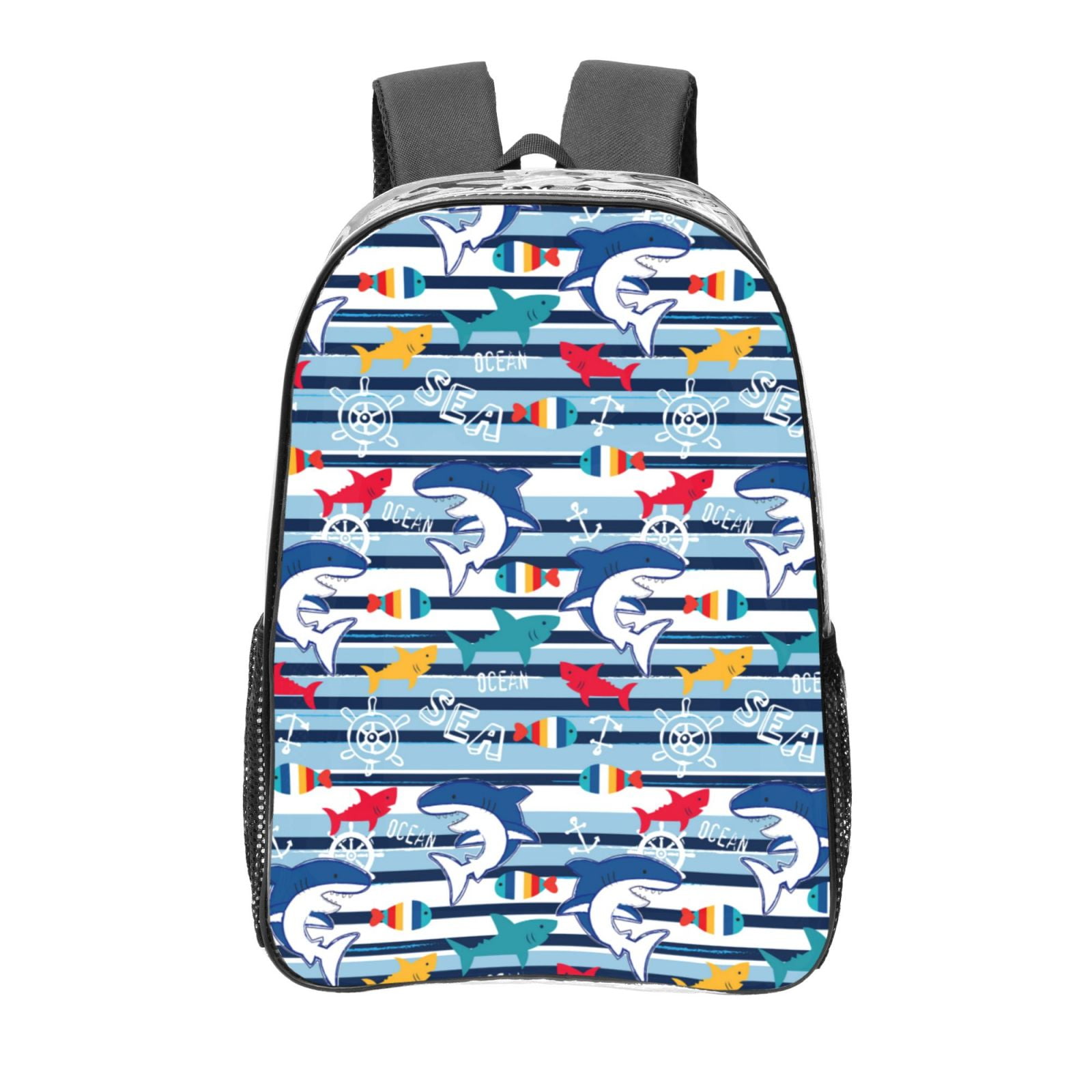 Susaid Fish And Shark Print Clear Backpack See Through Transparent ...