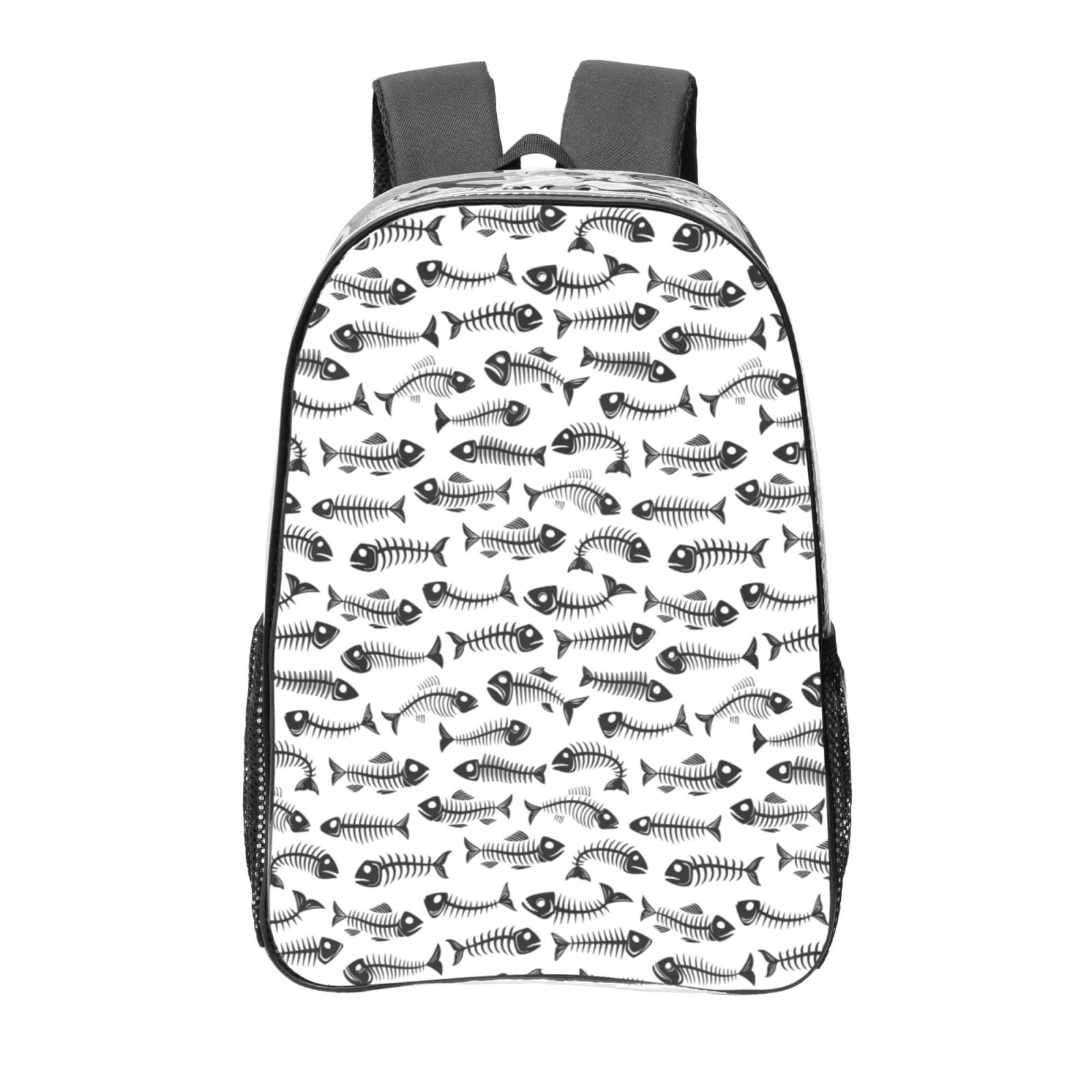 Susaid Fish Bones Print Clear Backpack See Through Transparent Plastic ...