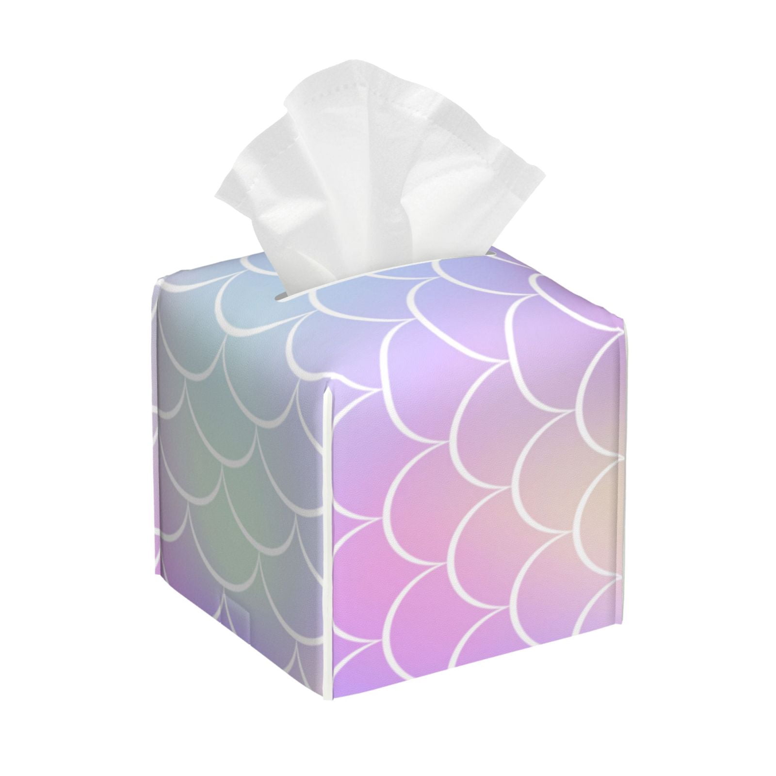 Susaid Fish Scale1 Print PU Leather Tissue Box Cover, Square Decorative ...