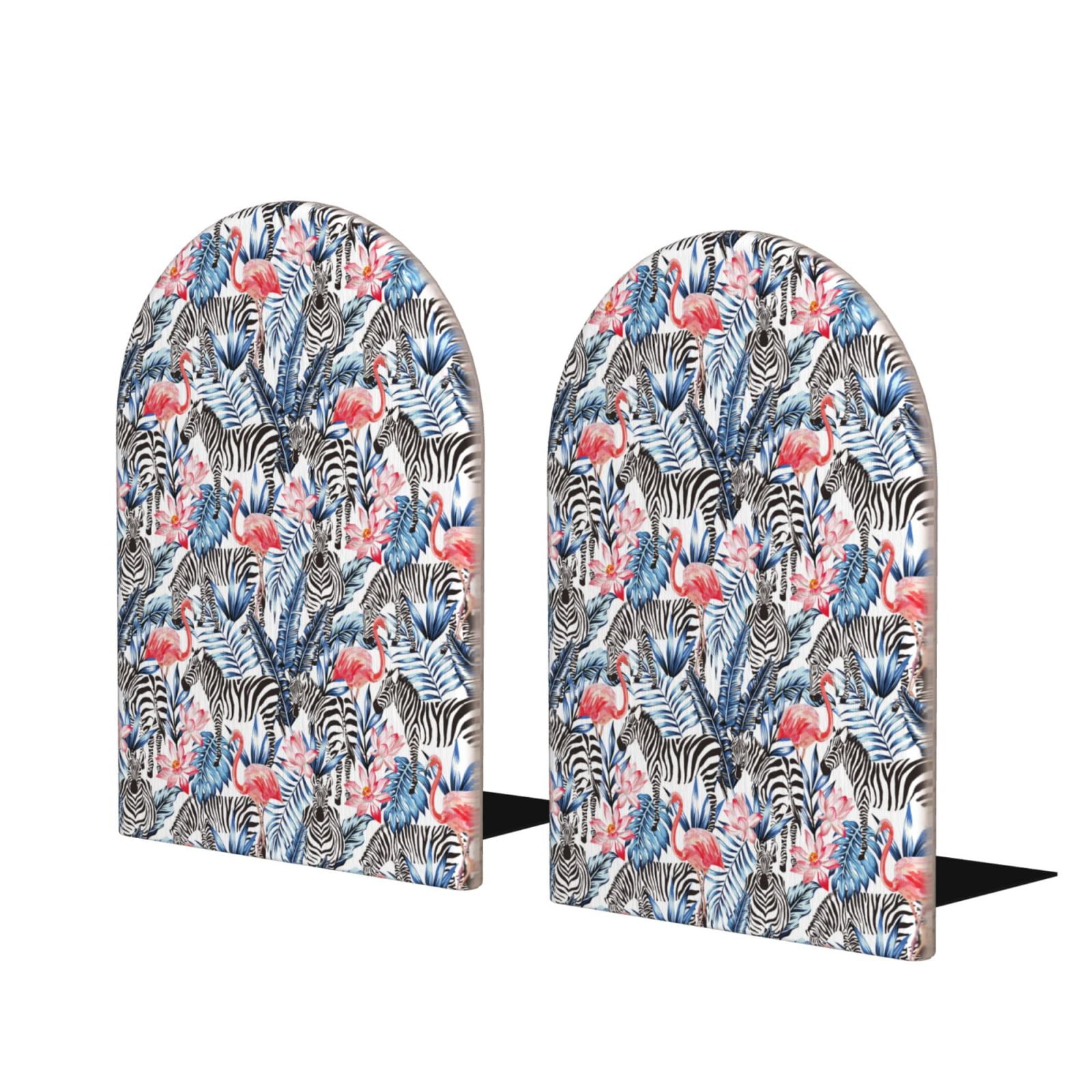 Susaid Flamingo And Zebra Print Wooden Bookends Decorative Book Ends ...
