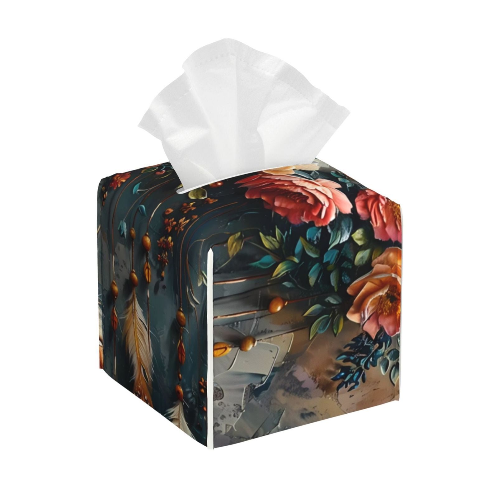 Susaid Floral Dreamcatcher Elegance Print PU Leather Tissue Box Cover ...