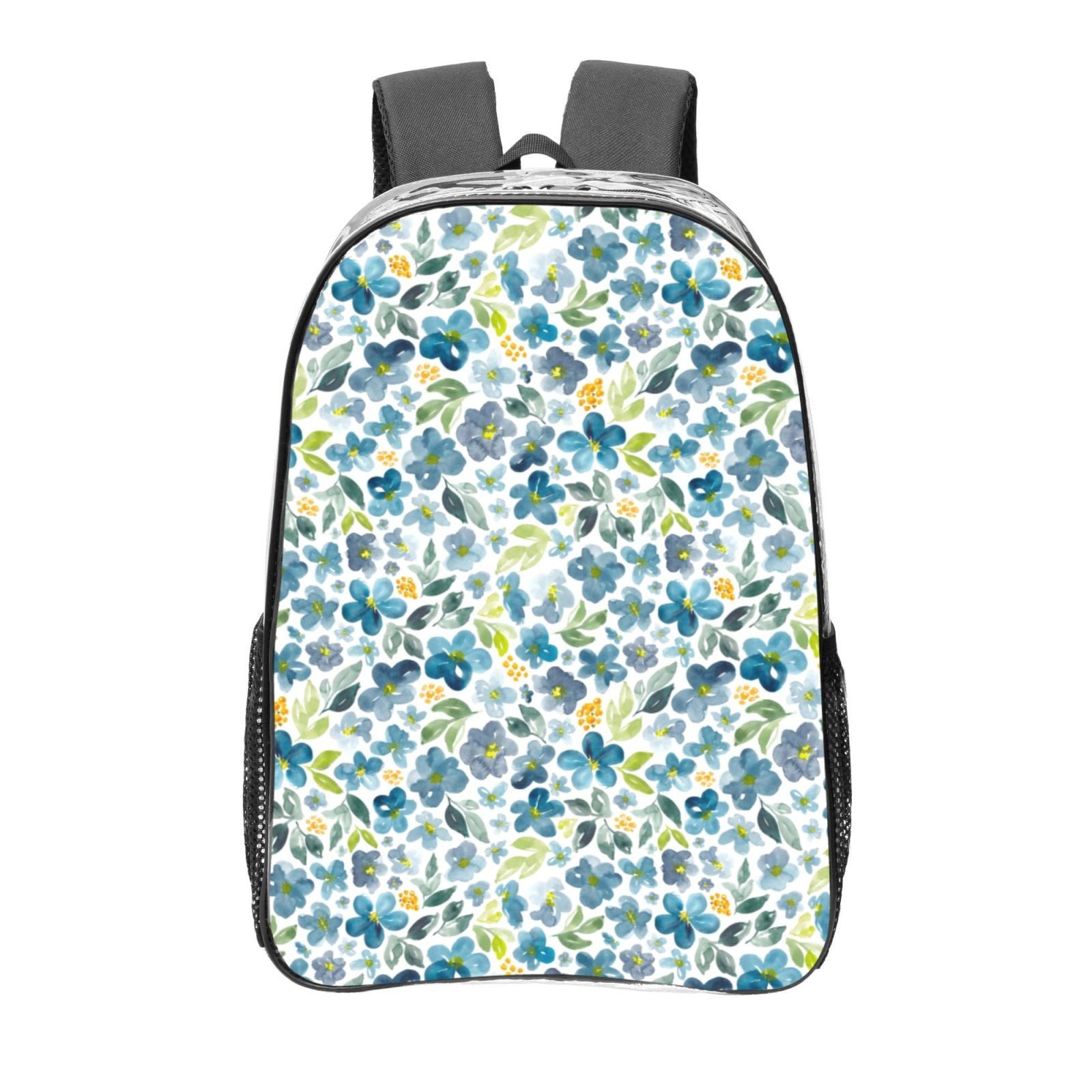 Susaid Floral In Blue Print Clear Backpack See Through Transparent ...