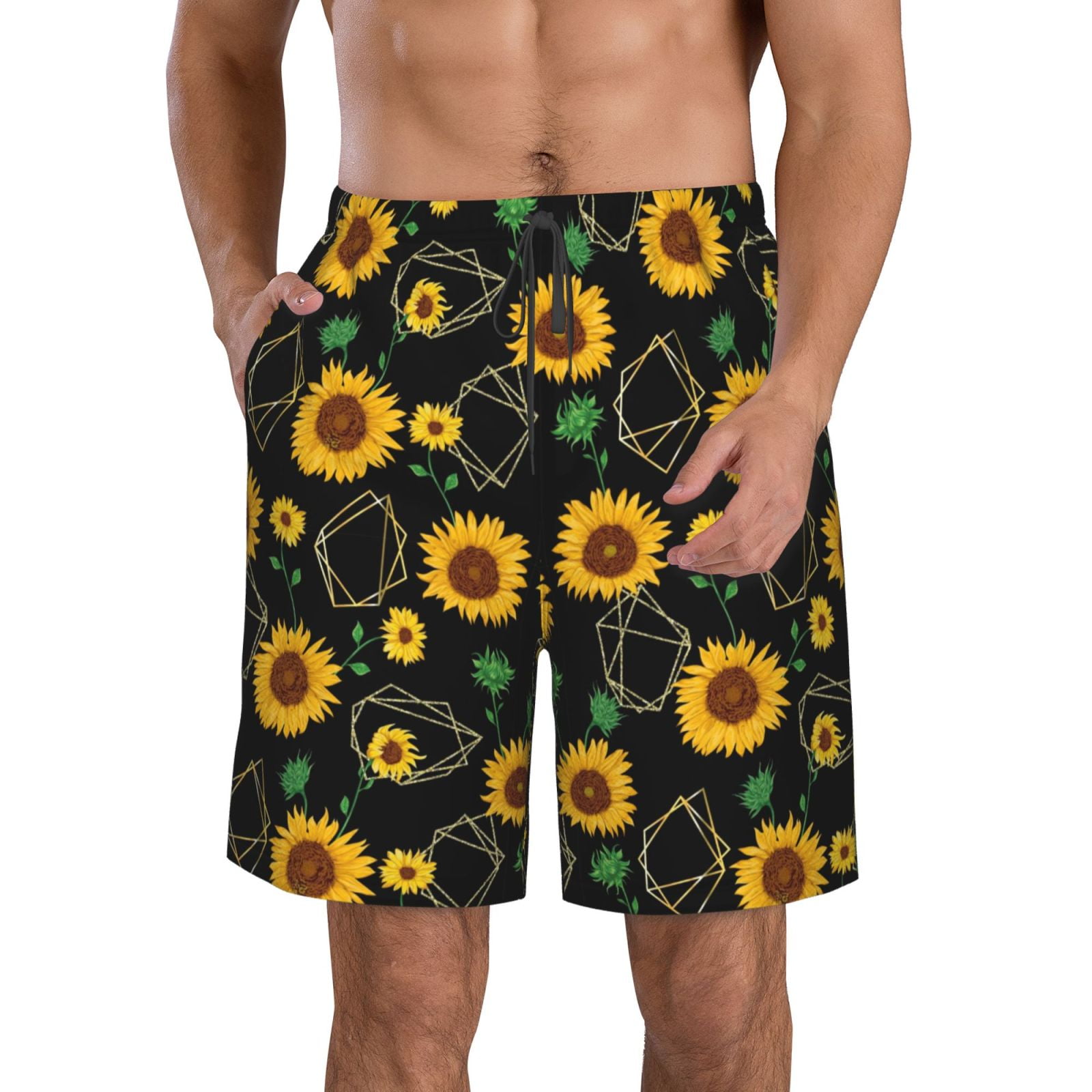 Susaid Flower (2) Print Men's Swim Trunks Hawaiian Bathing Mesh Lining ...