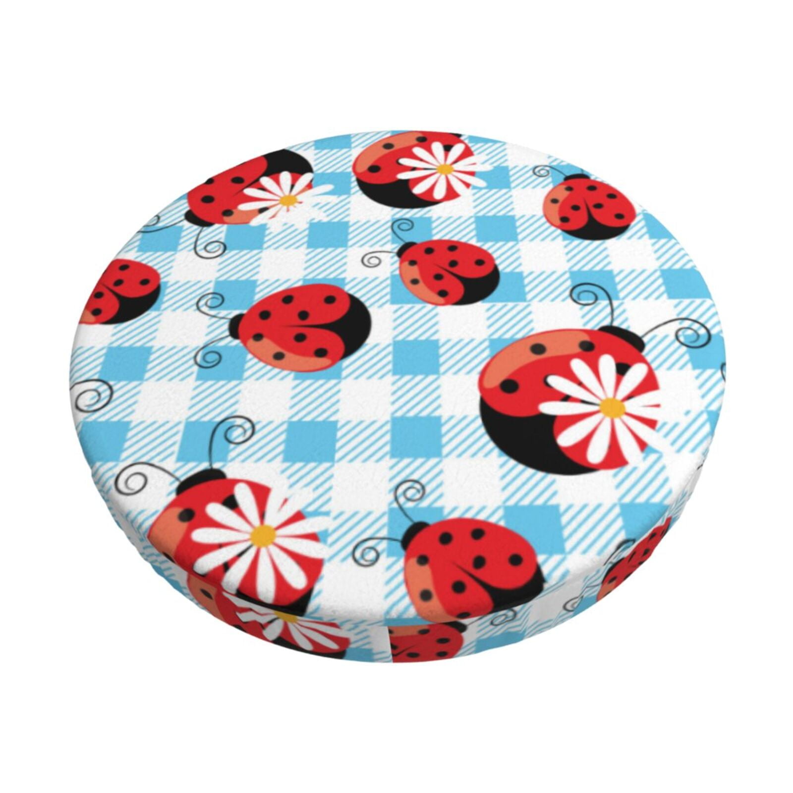 Susaid Flowers and Lady Bugs Print Elastic Bar Stool Cover Personalized ...