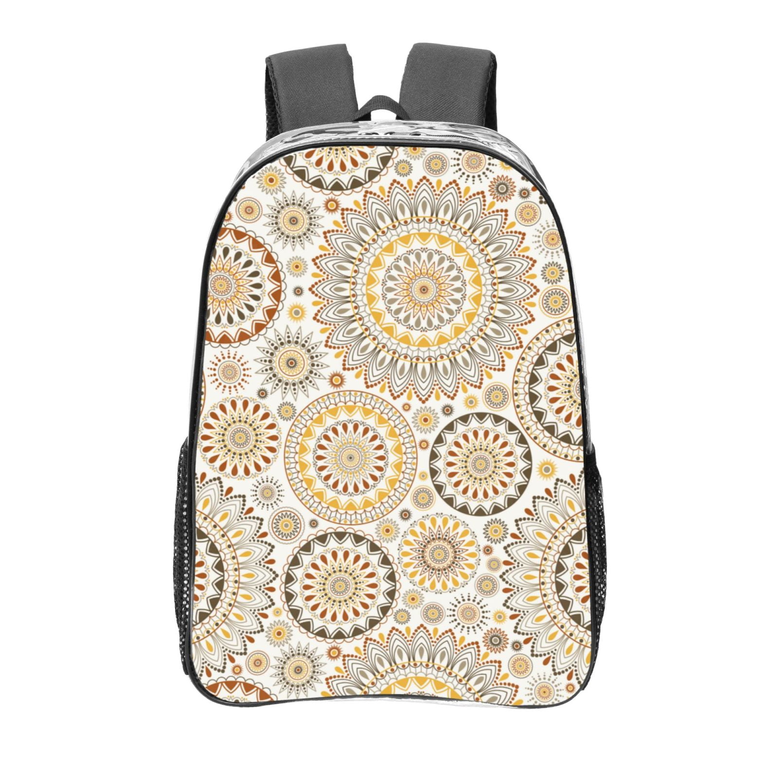 Susaid Flowers and Leaves Print Clear Backpack See Through Transparent ...