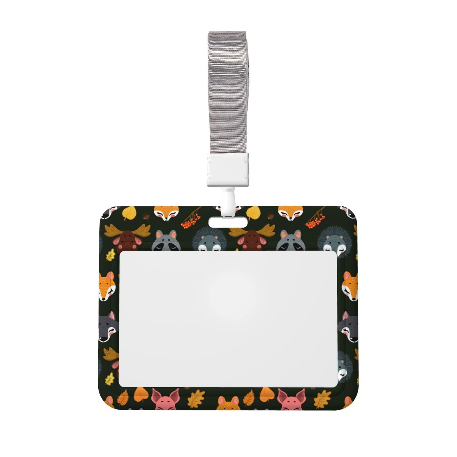 Susaid Forest Animal Faces Print ID Badge Holder with Double-Sided ...