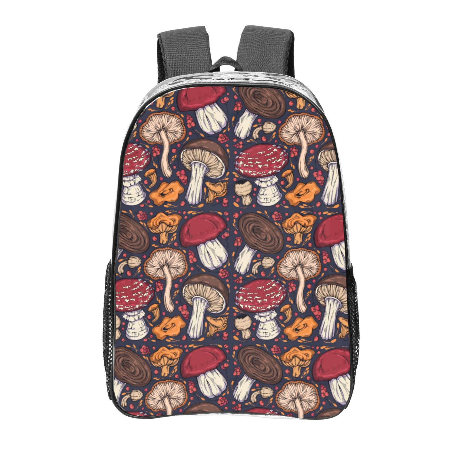 Susaid Forest Wild Mushroom Print Clear Backpack See Through ...