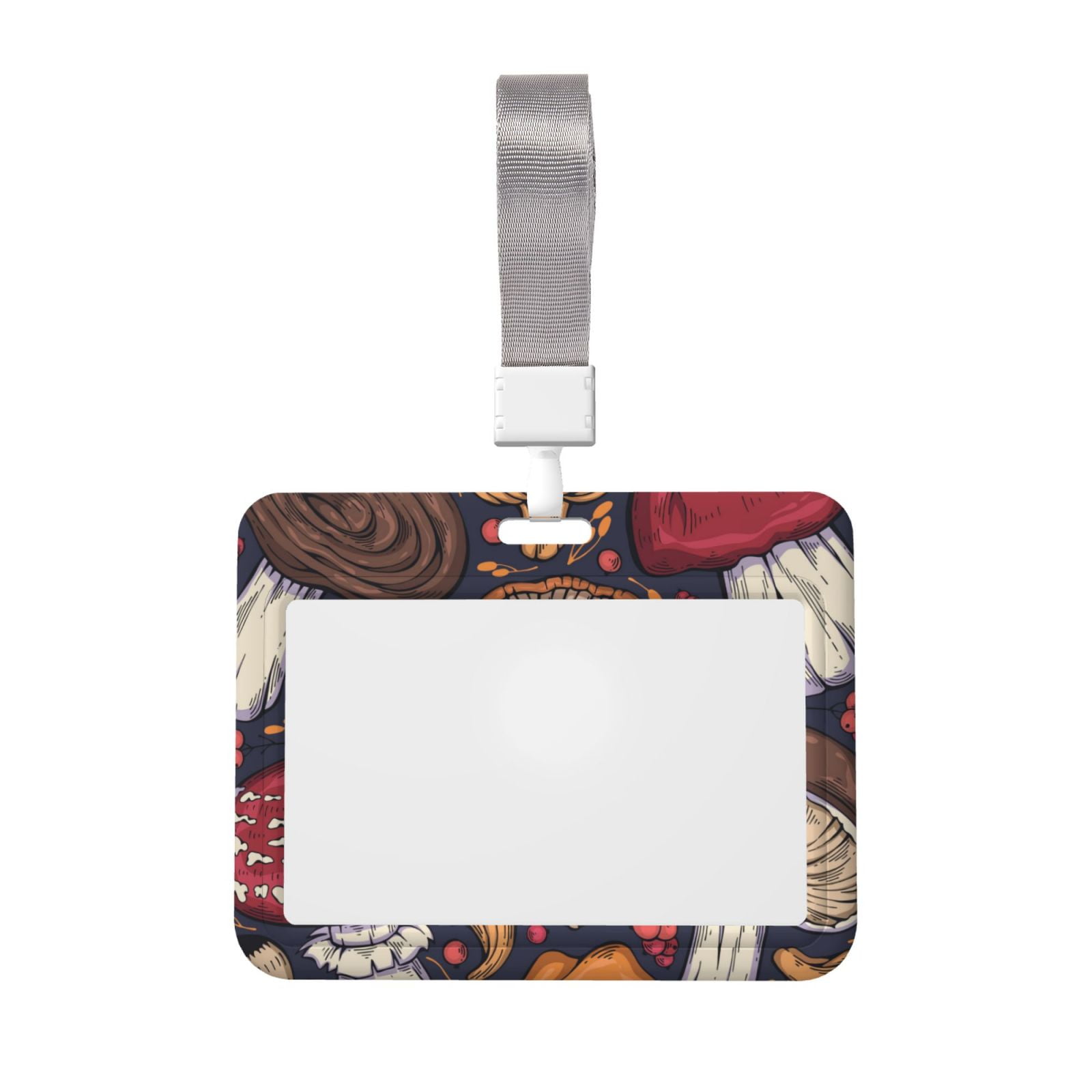 Susaid Forest Wild Mushroom Print ID Badge Holder with Double-Sided ...