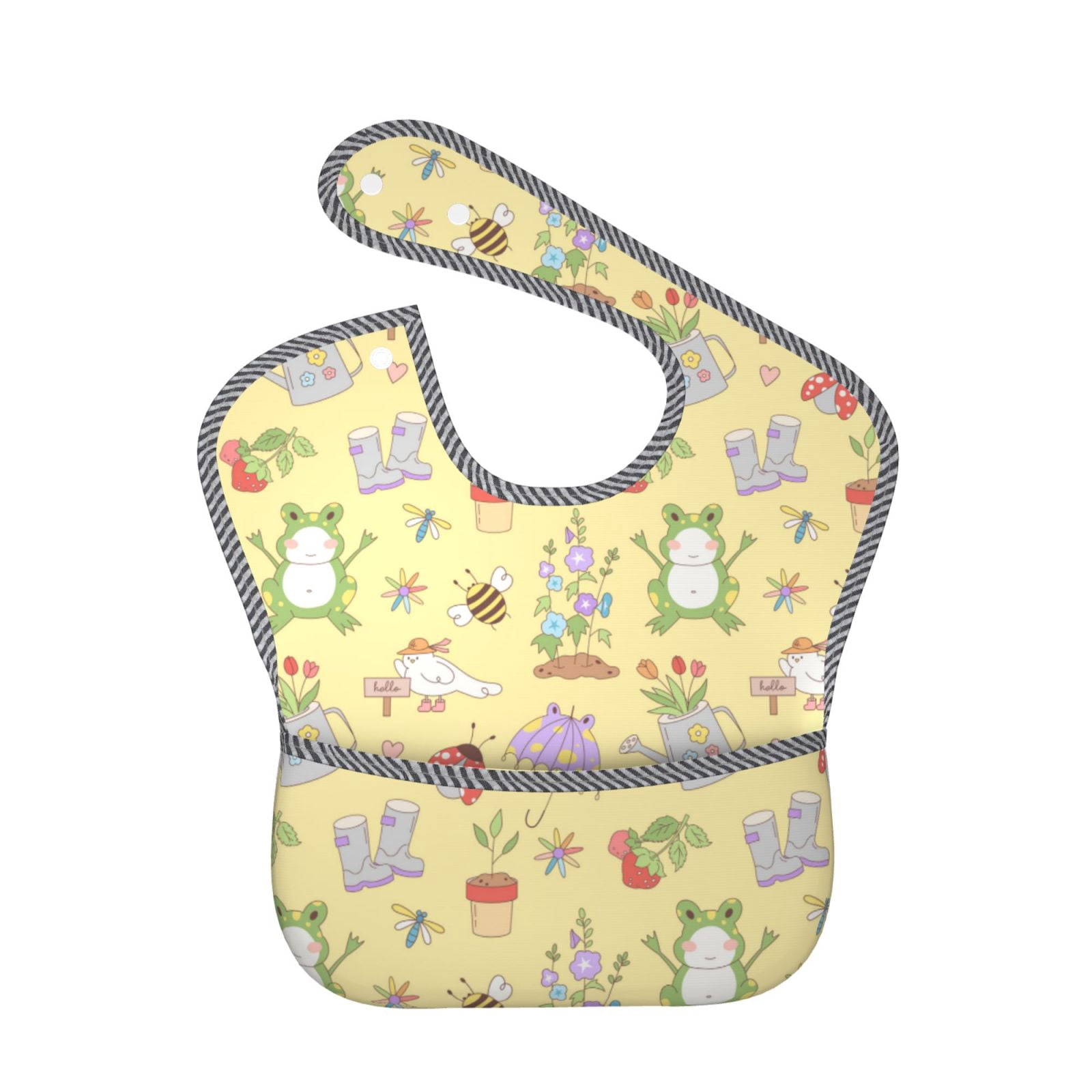 Susaid Frog Bee Print Bibs for Babies Toddlers Adjustable Waterproof ...