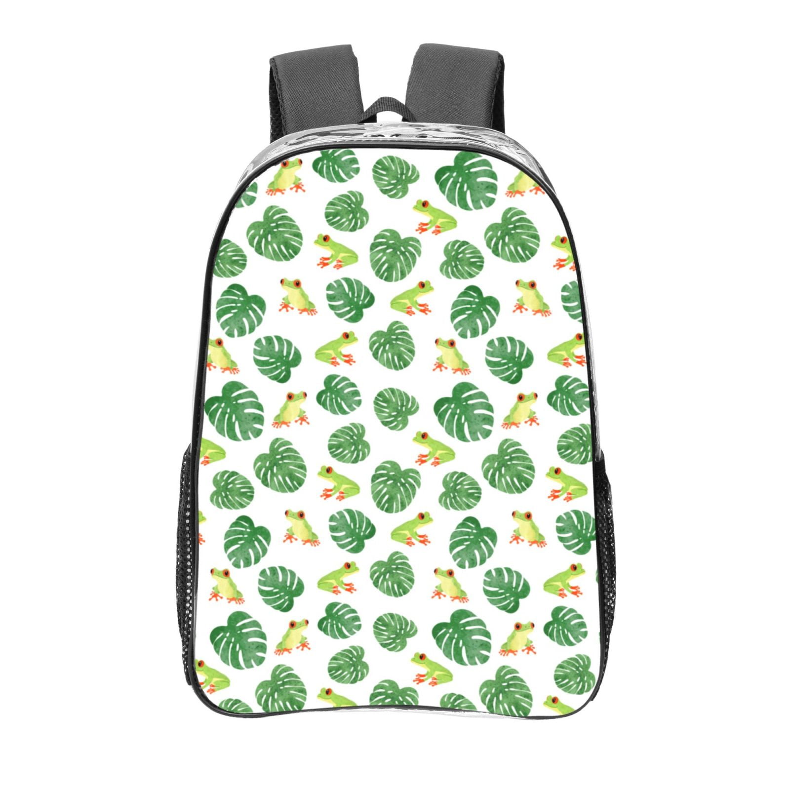 Susaid Frogs And Tropical Leaves Print Clear Backpack See Through ...