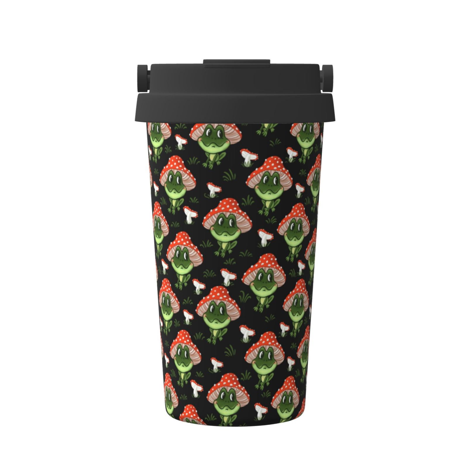 Susaid Frogs In Mushroom Hats Print Coffee Travel Mug, Insulated Coffee ...