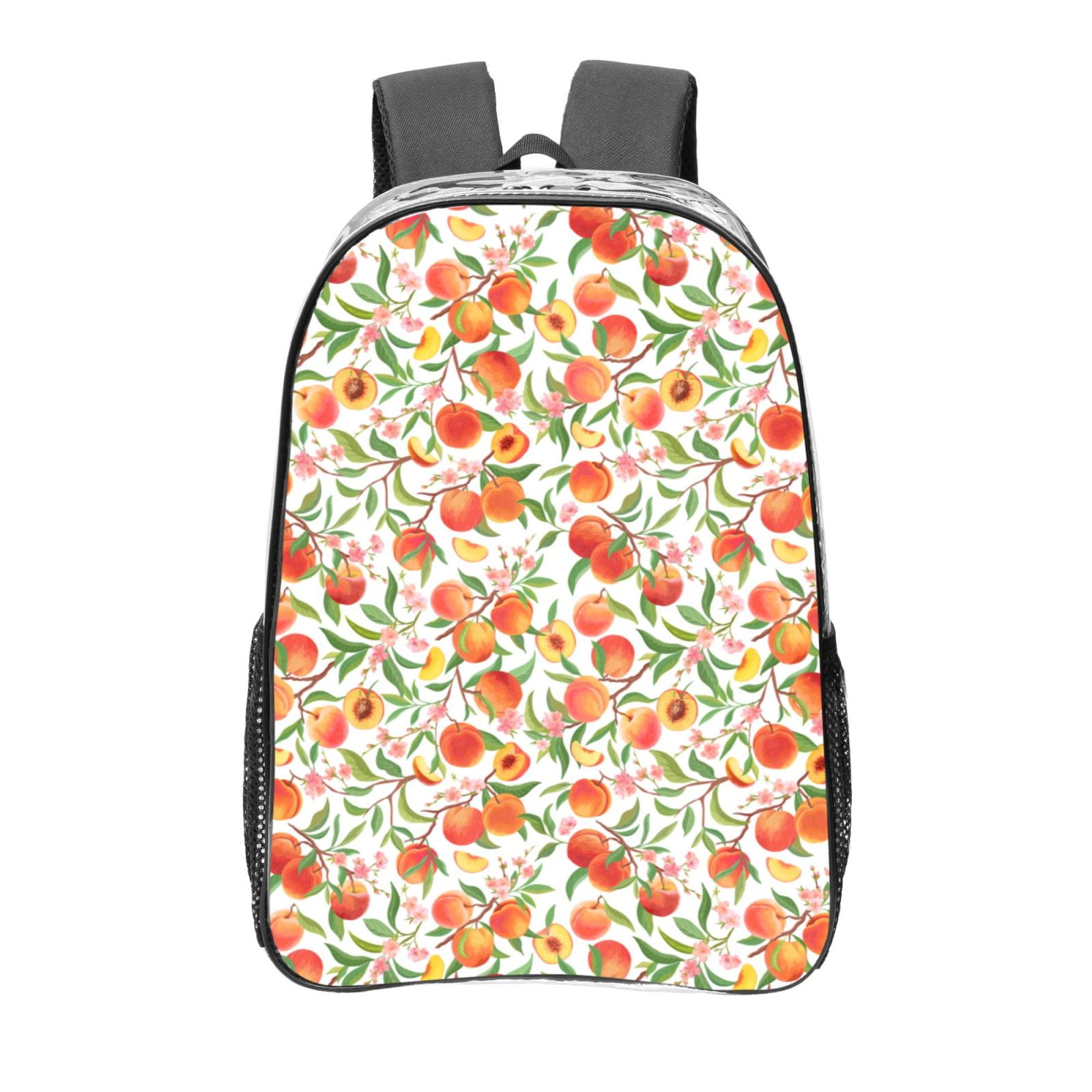Susaid Fruits Peach2 Print Clear Backpack See Through Transparent ...