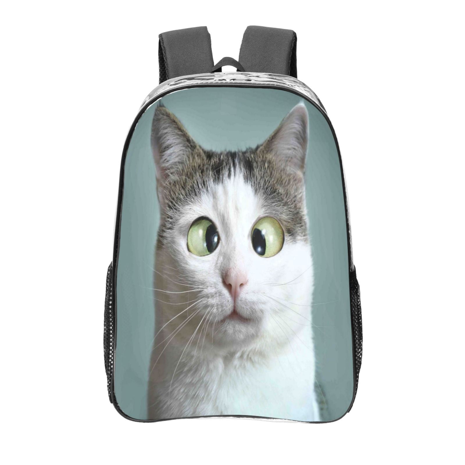 Susaid Funny Cat Print Clear Backpack See Through Transparent Plastic ...