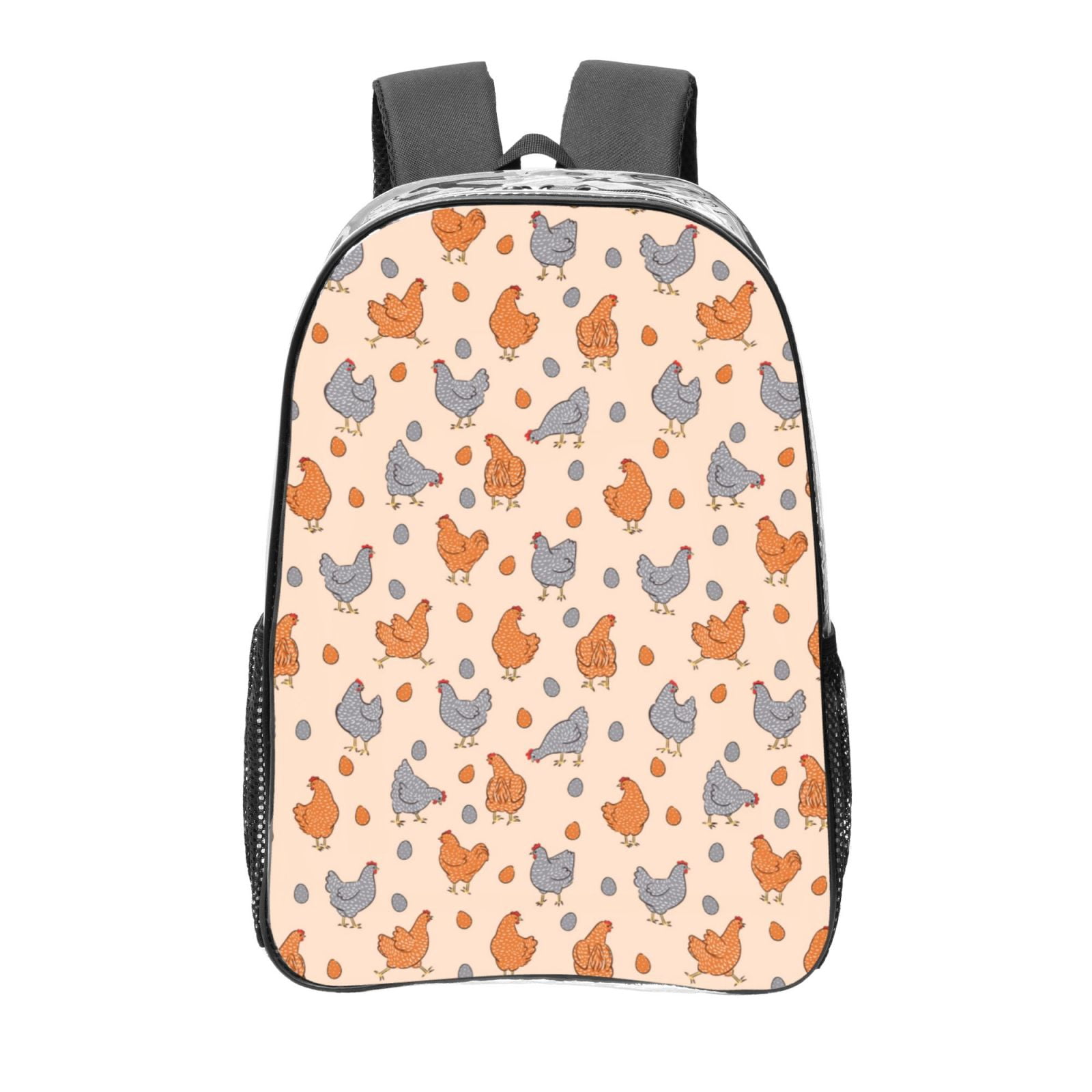 Susaid Funny Chicken Print Clear Backpack See Through Transparent ...