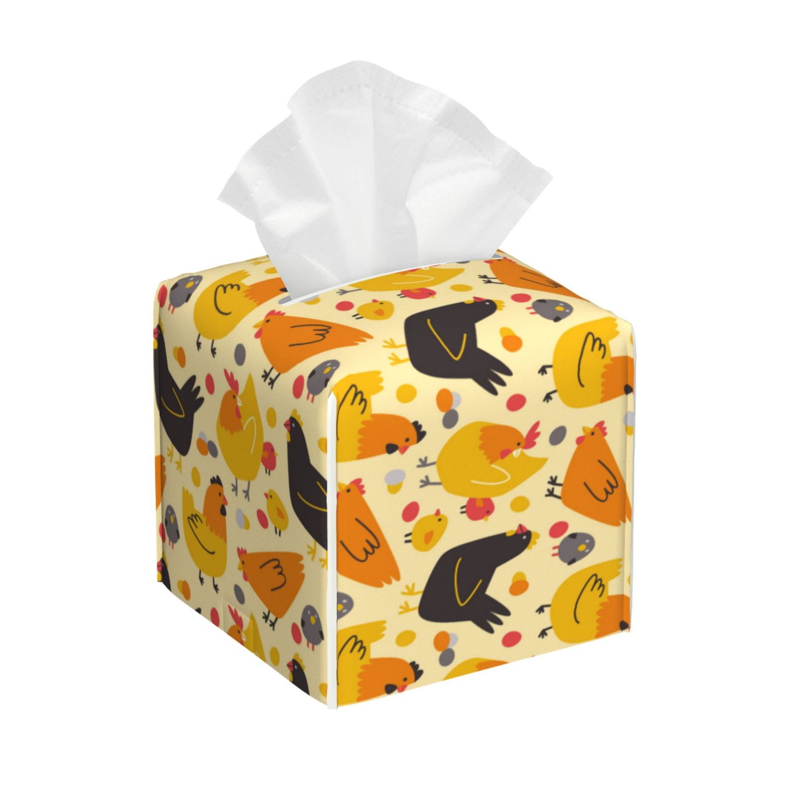 Susaid Funny Chicken Print PU Leather Tissue Box Cover, Square ...