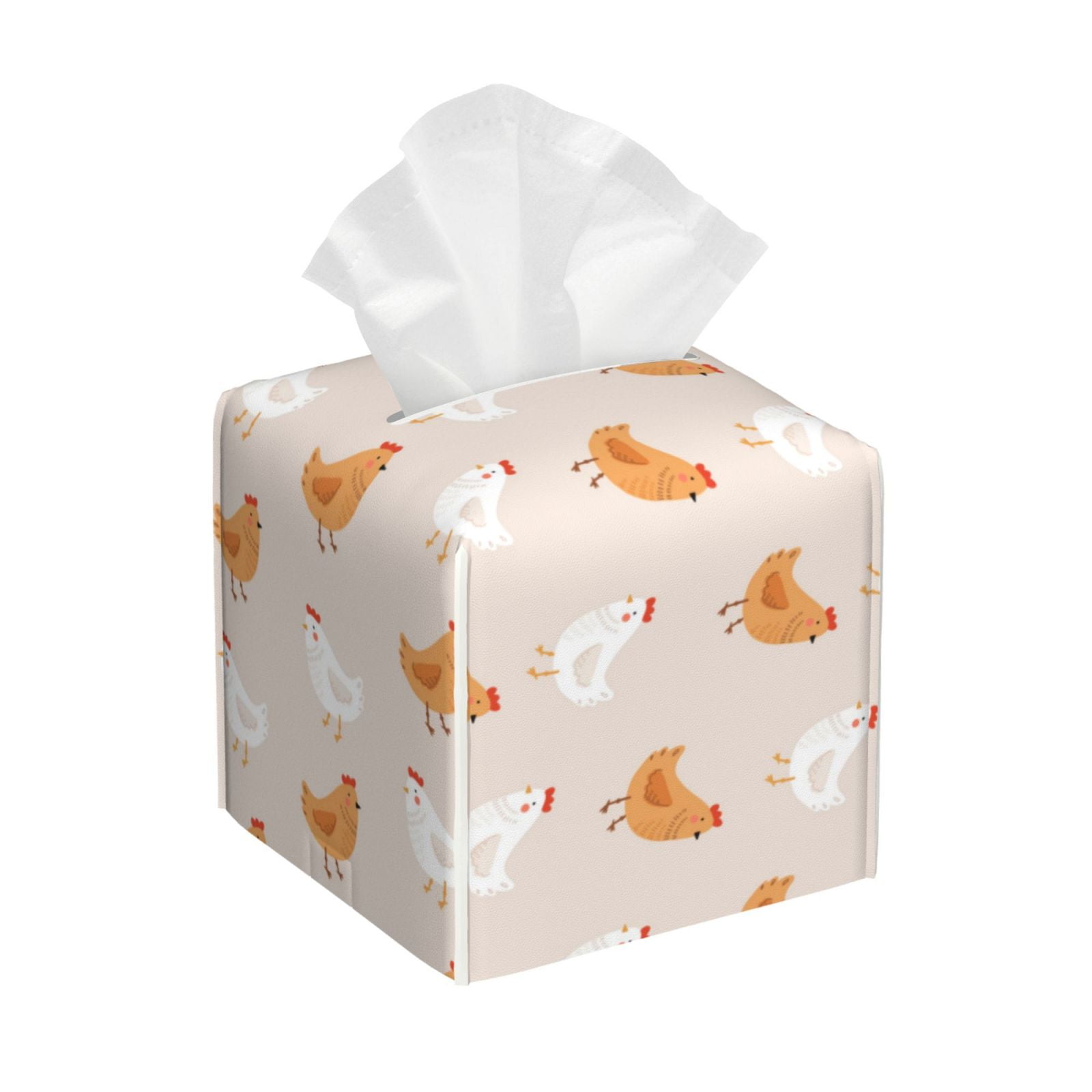Susaid Funny Chicken Print PU Leather Tissue Box Cover, Square ...