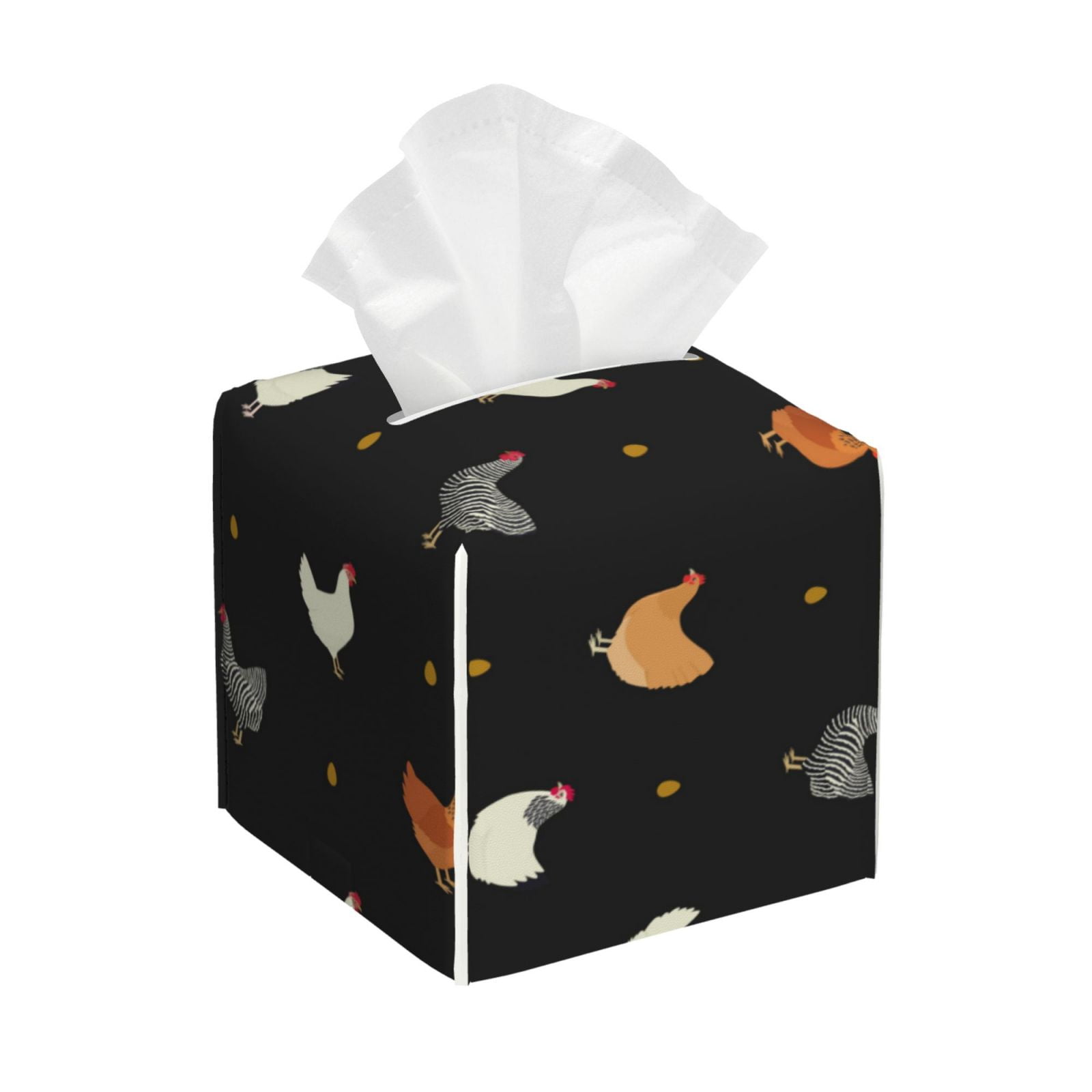 Susaid Funny Chicken Print PU Leather Tissue Box Cover, Square ...