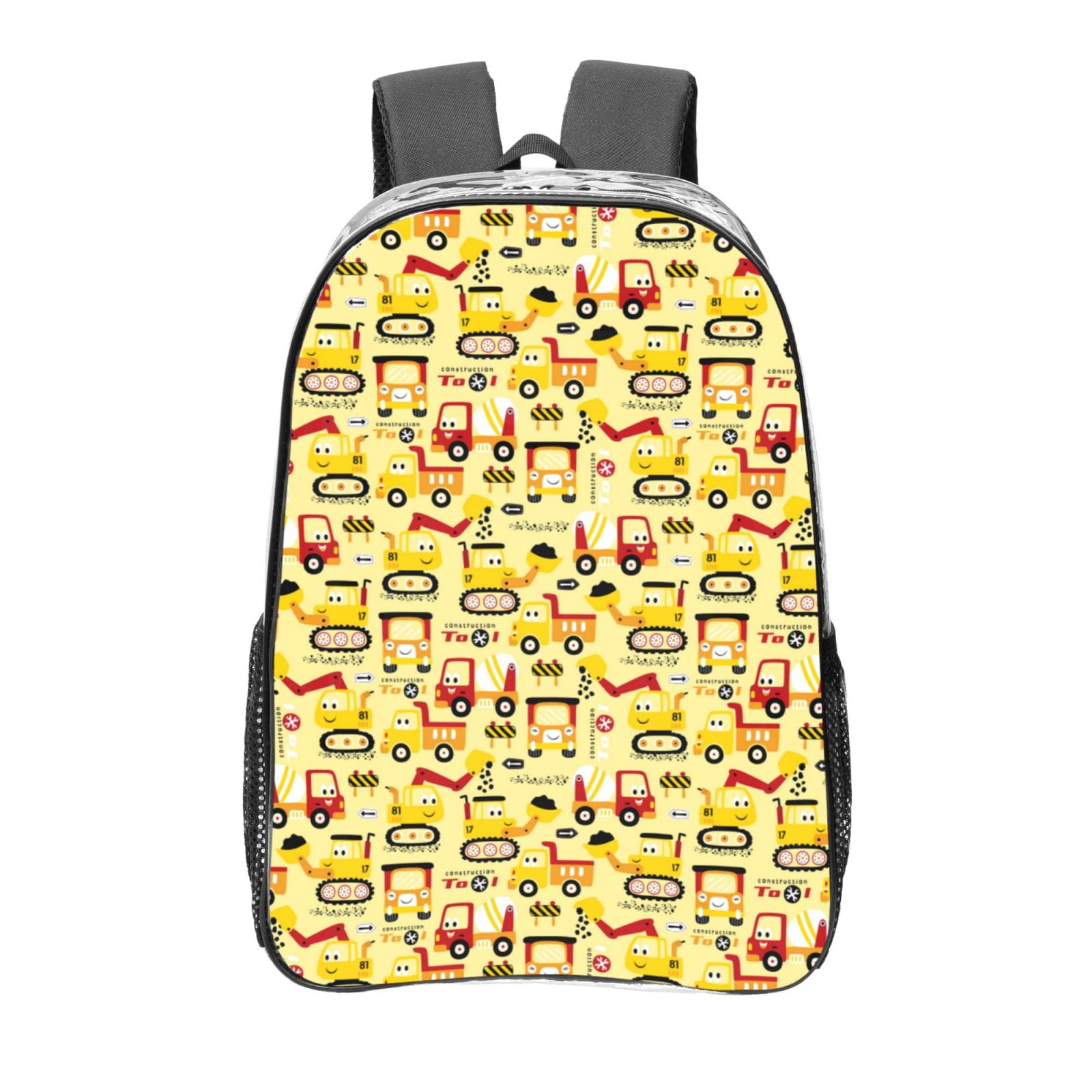 Susaid Funny Construction Vehicles Print Clear Backpack See Through ...