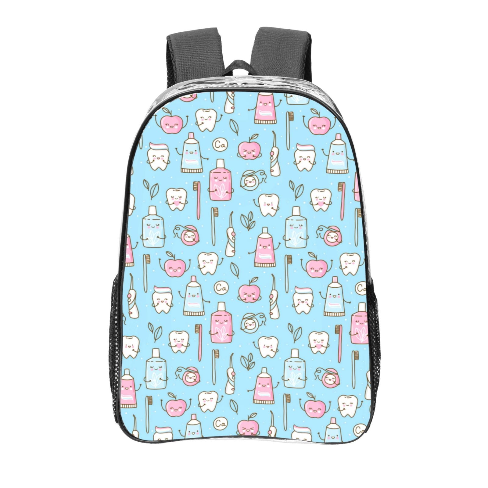 Susaid Funny Cute Teeth Print Clear Backpack See Through Transparent ...