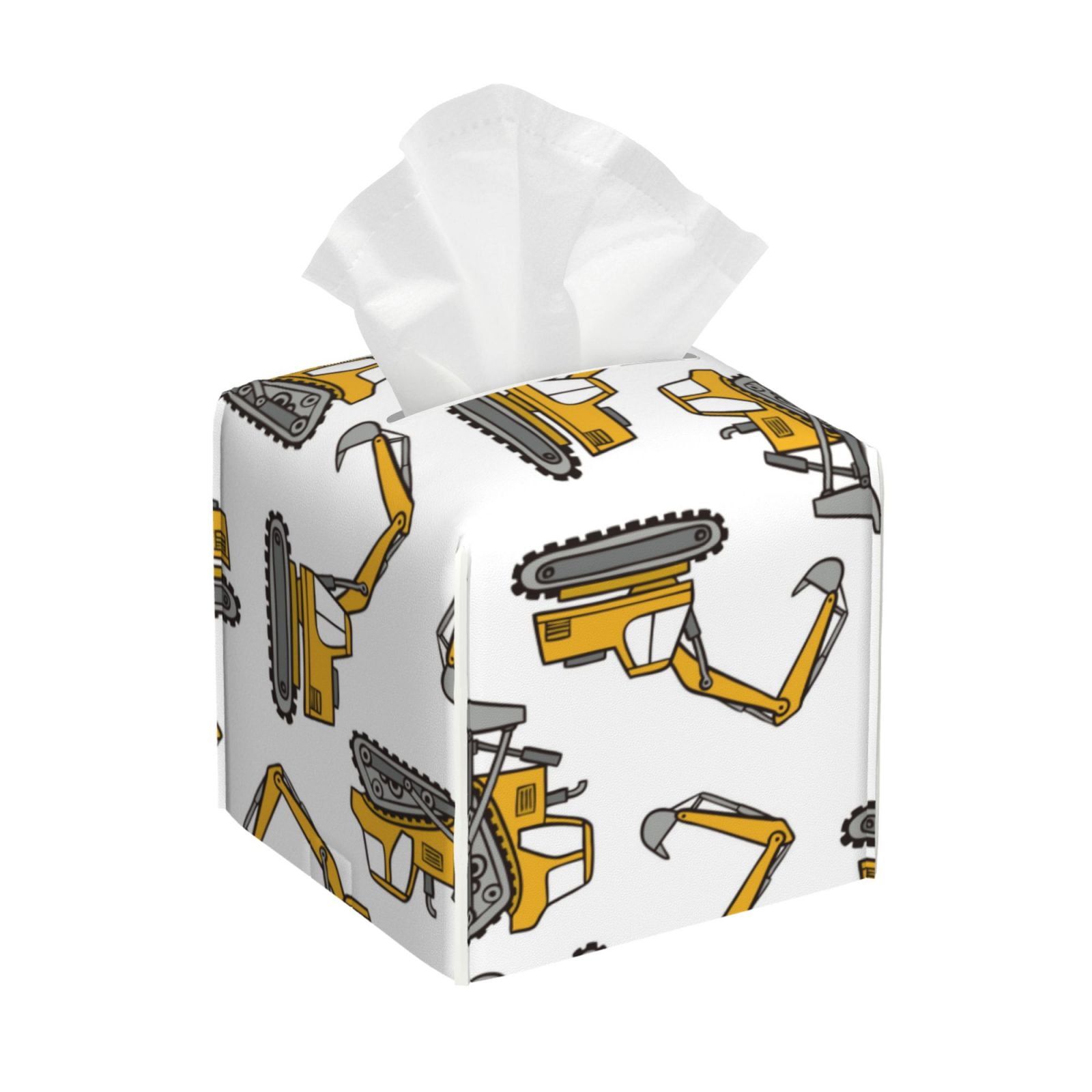 Susaid Funny Excavator Print PU Leather Tissue Box Cover, Square ...