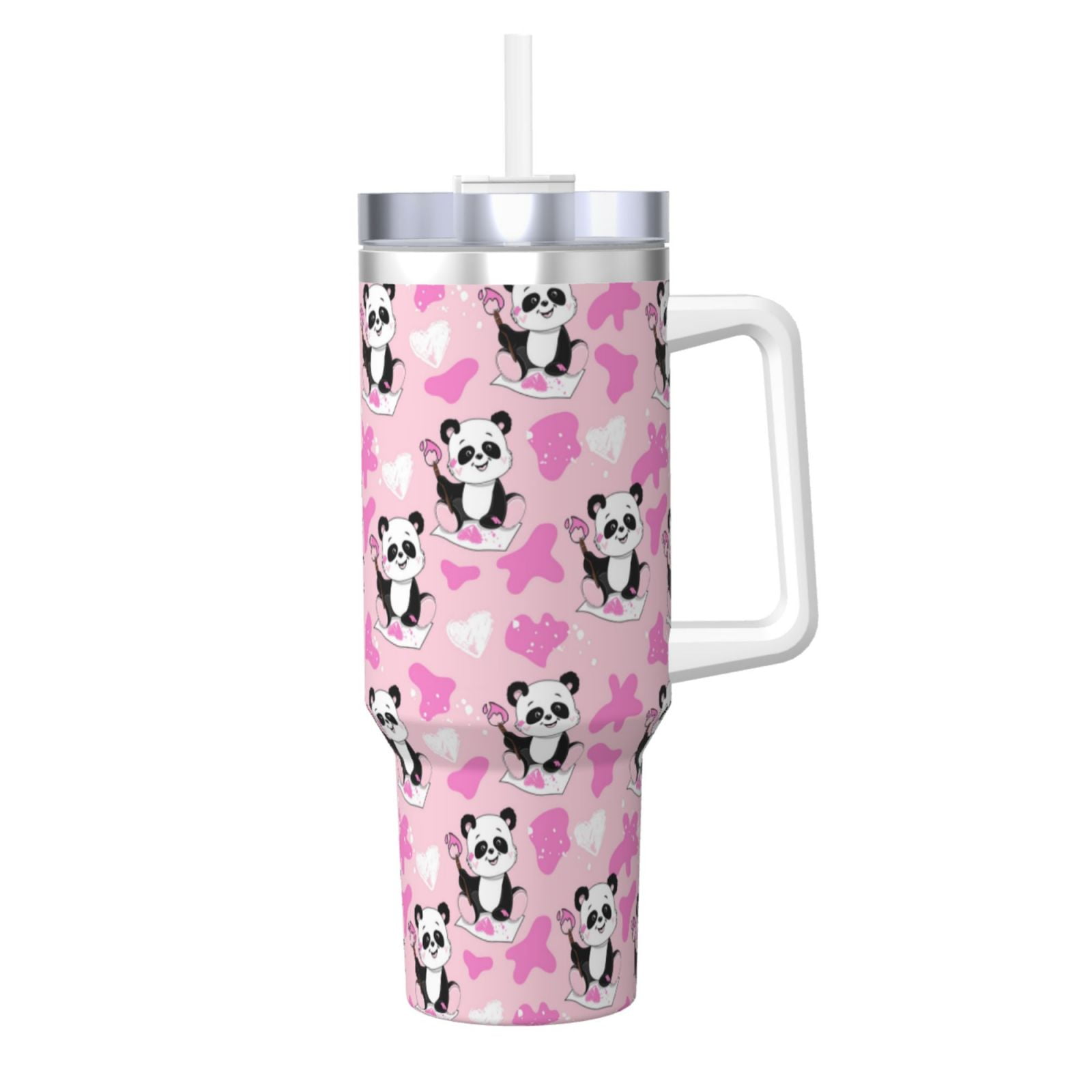 Susaid Funny Panda Draws A Heart Print Indoor Outdoor Straw Lid 40oz ...