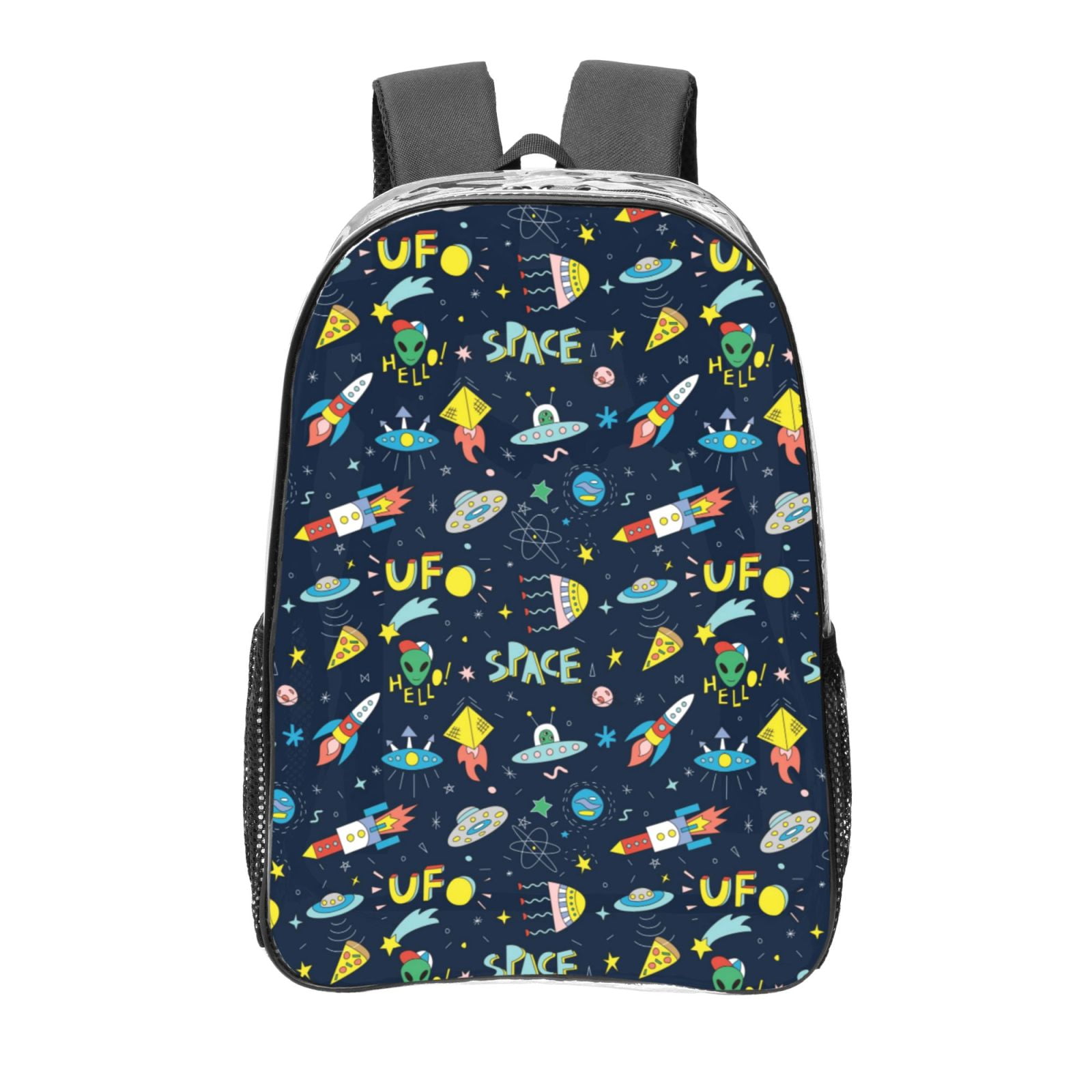 Susaid Funny Spaceships Print Clear Backpack See Through Transparent ...