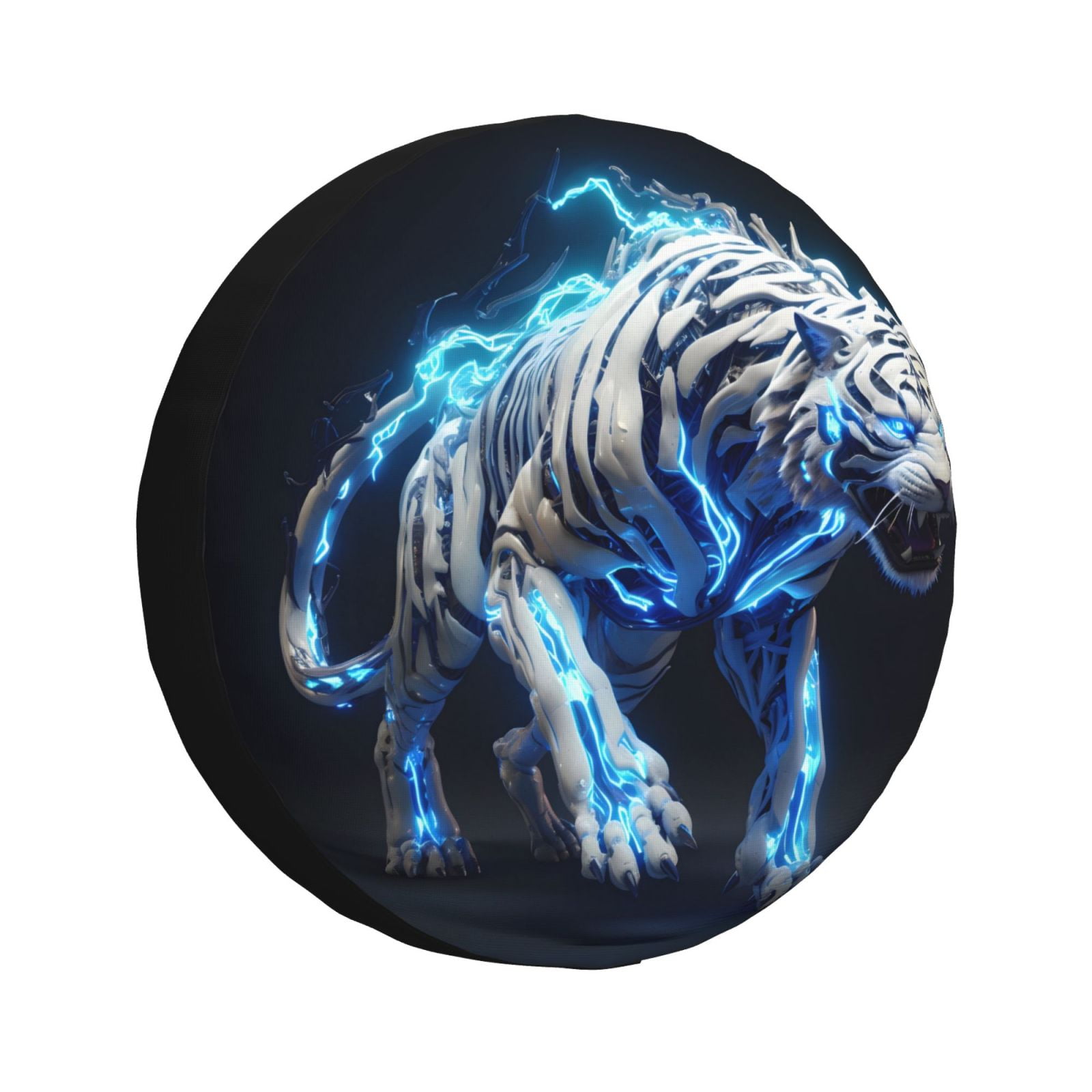 Susaid Futuristic Blue Light White Tiger Print Water Proof Spare Tire ...